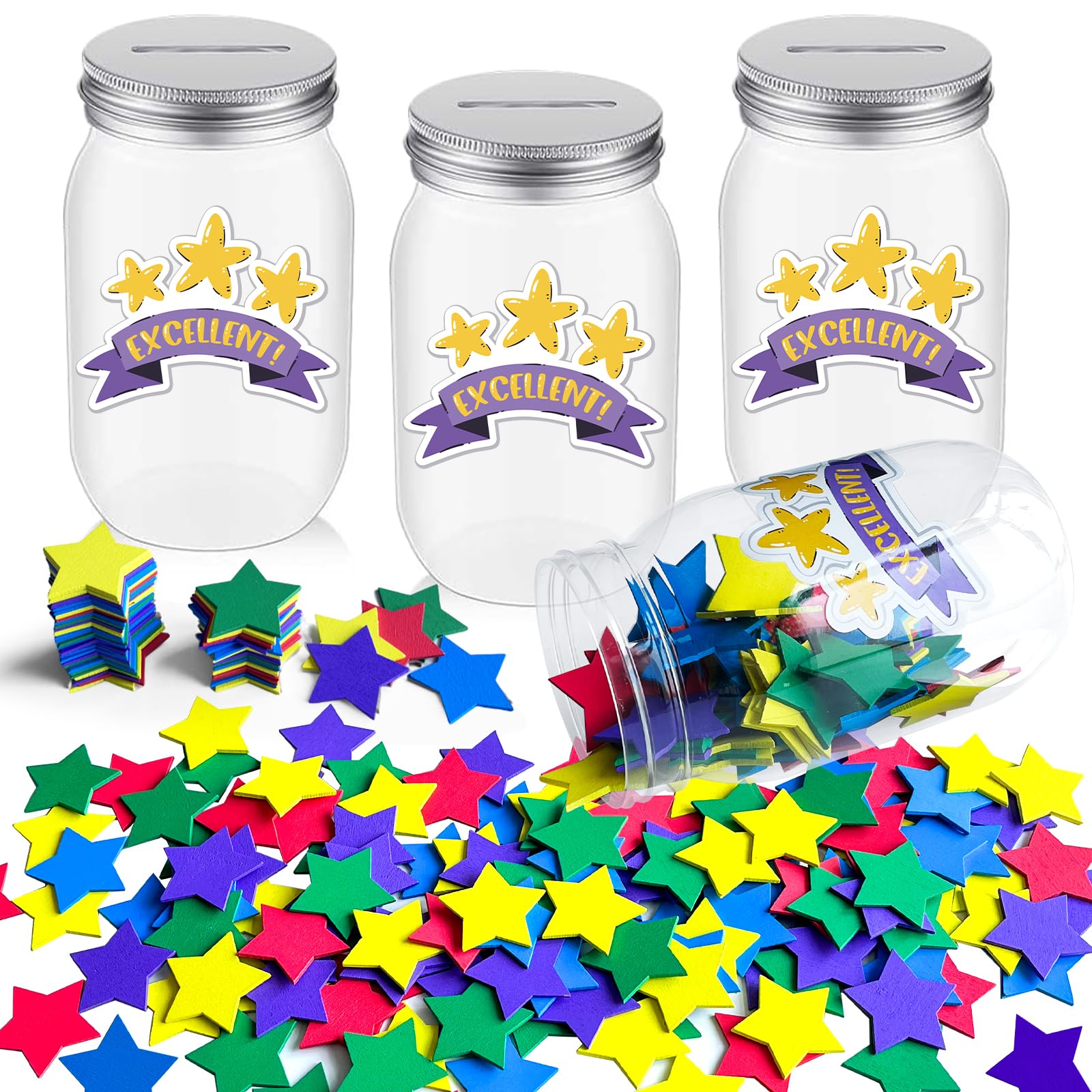 Snapklik.com : 4 Pcs Star Reward Jar For Kids