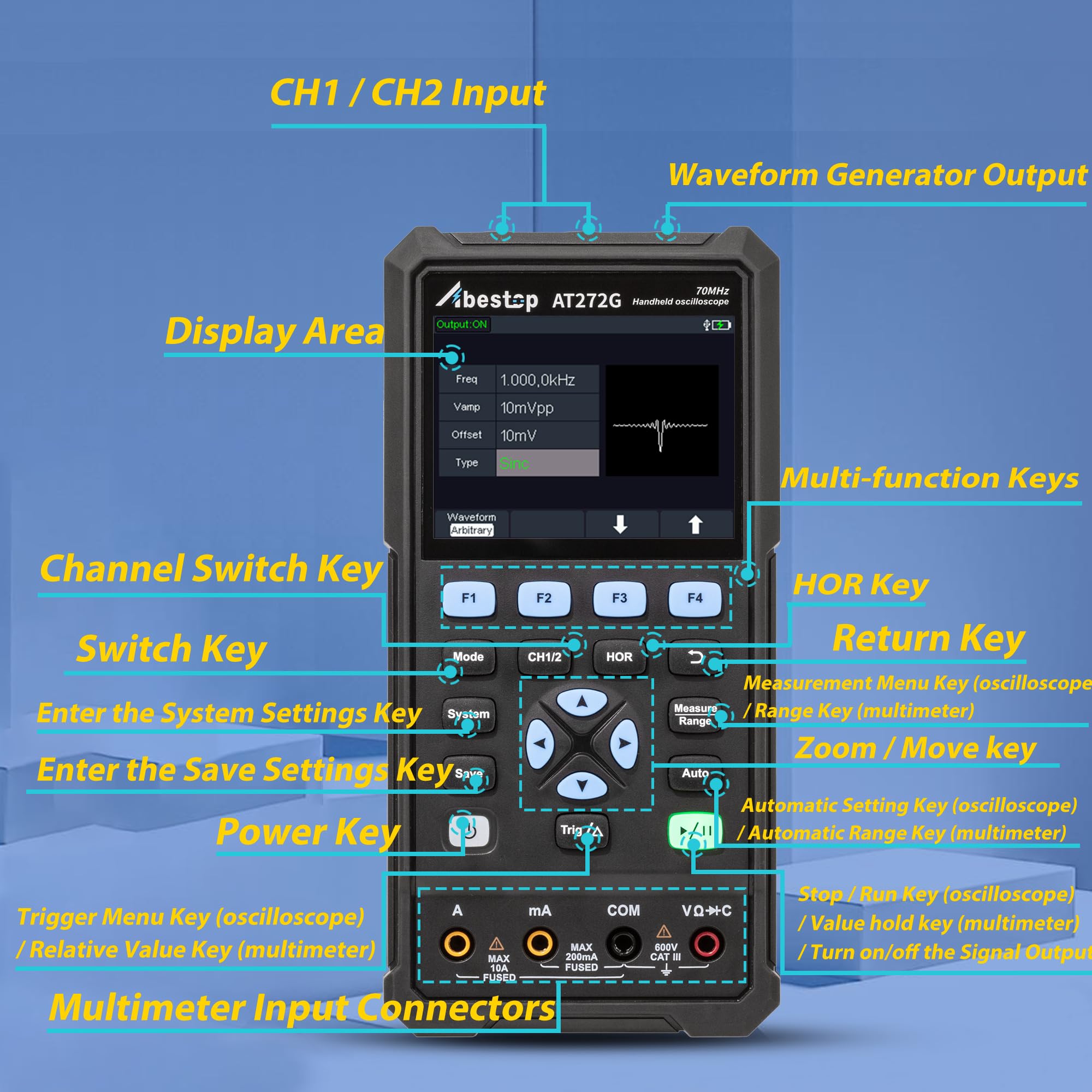 Snapklik.com : AT272G Oscilloscope Abestop 70MHz Bandwidth 3 In 1 ...