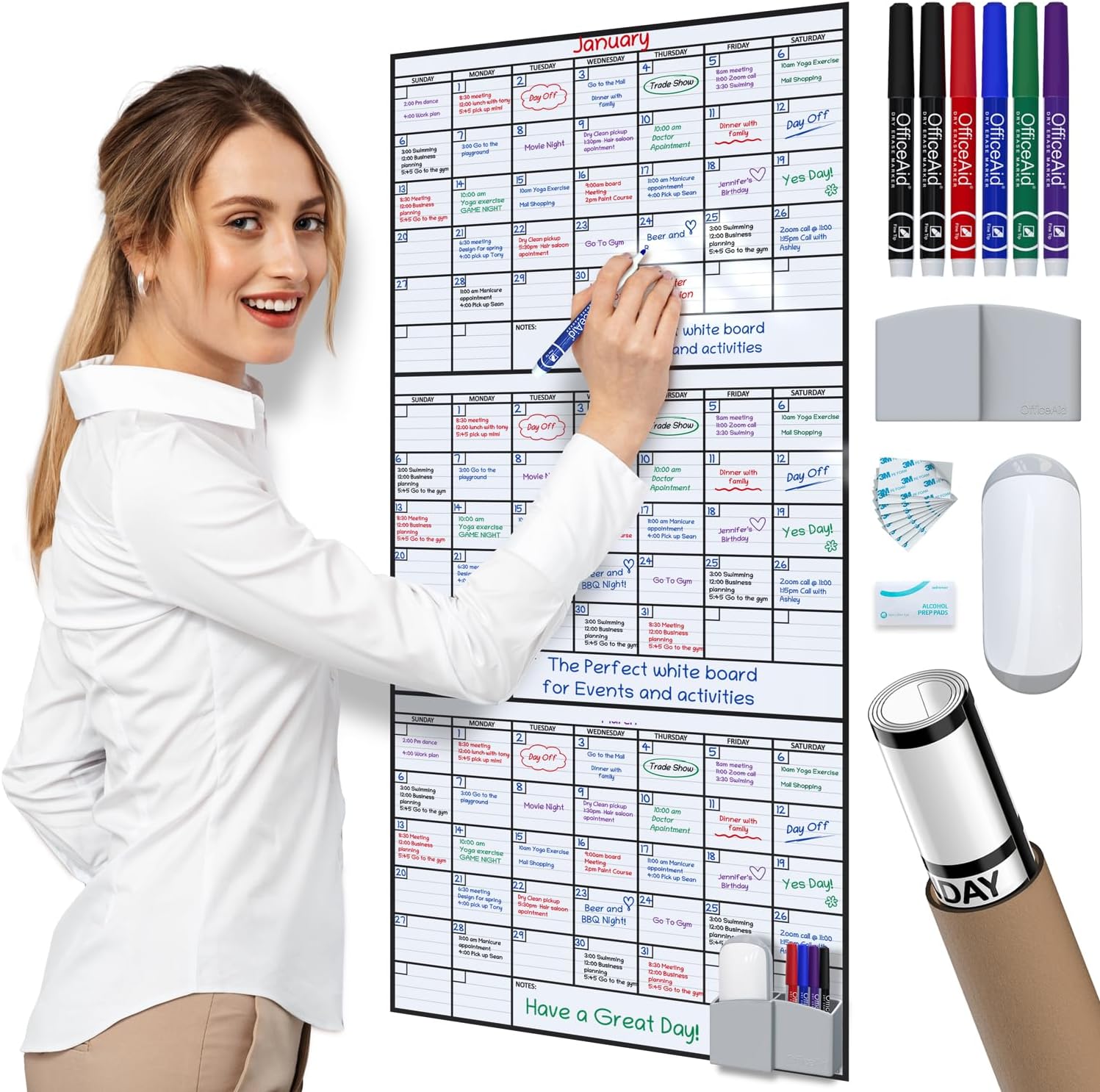 Amazon.com: 3 Month Dry Erase Calendar for Wall, 40x17, 3 Month Wall ...