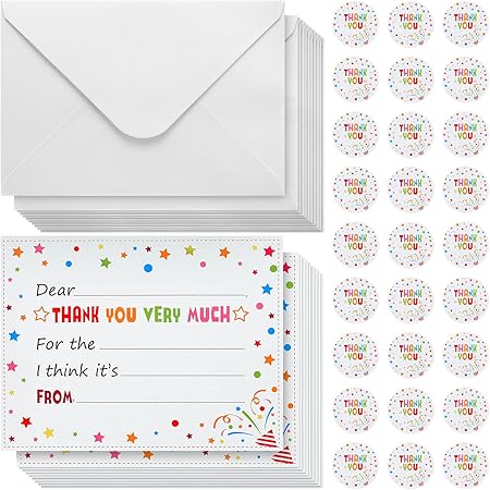 Amazon.com : Birthday Thank You Cards, Fill in the Blank Thank You ...