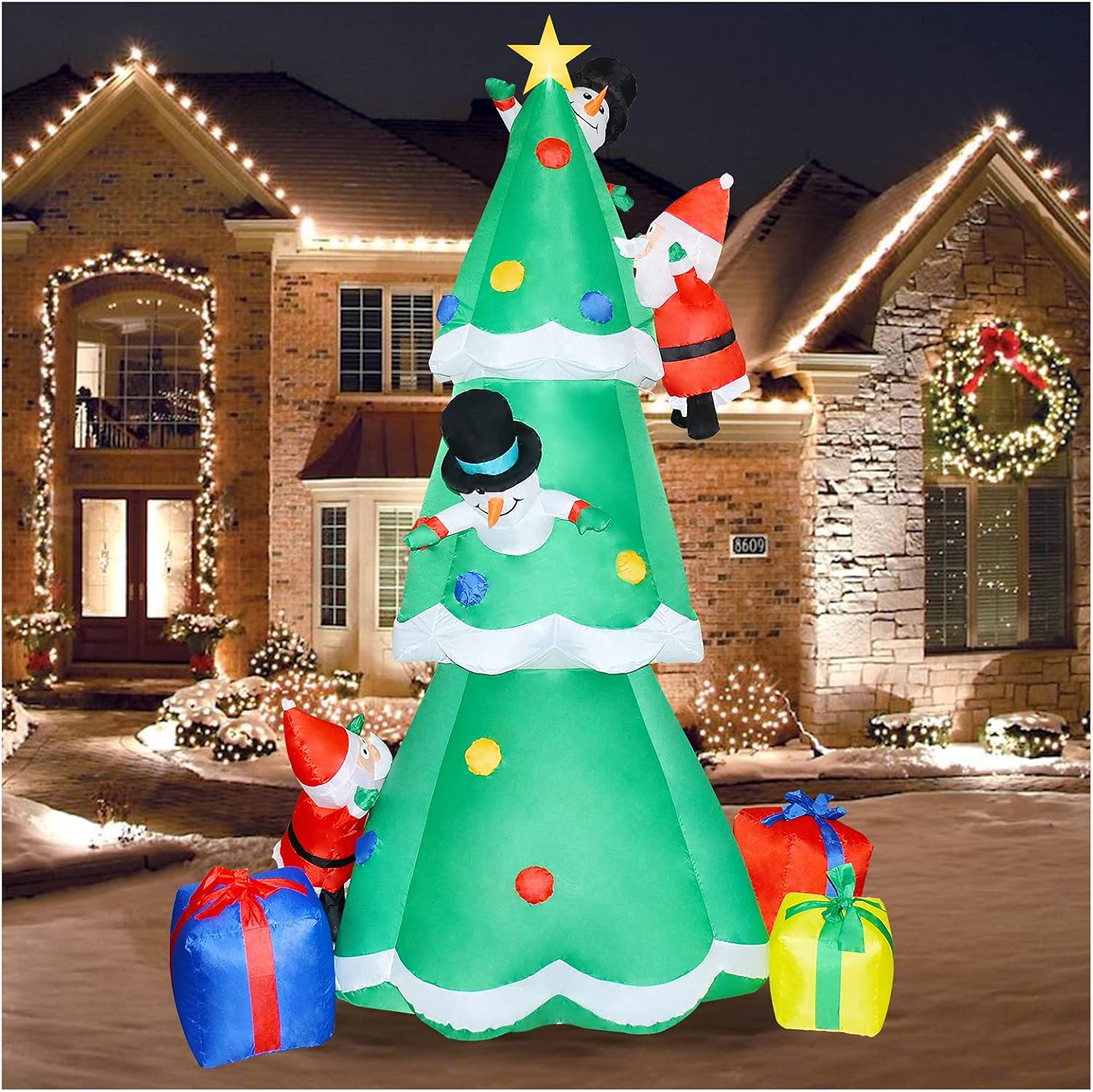 Amazon.com: 8Ft Christmas Inflatable Tree Decoration with Built-in LED ...