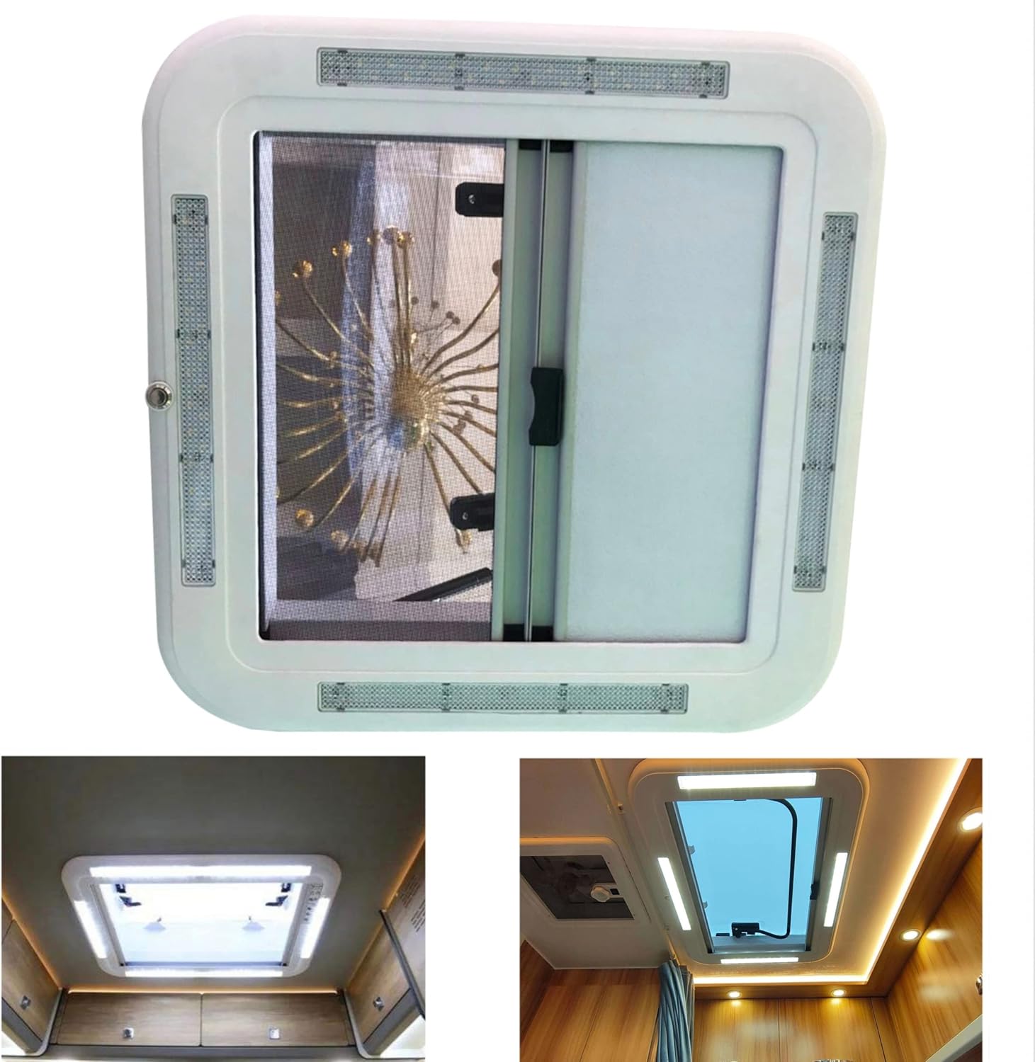 Amazon.com: RV Skylight Roof Vent Hatch with LED Light Lighting &Blinds ...