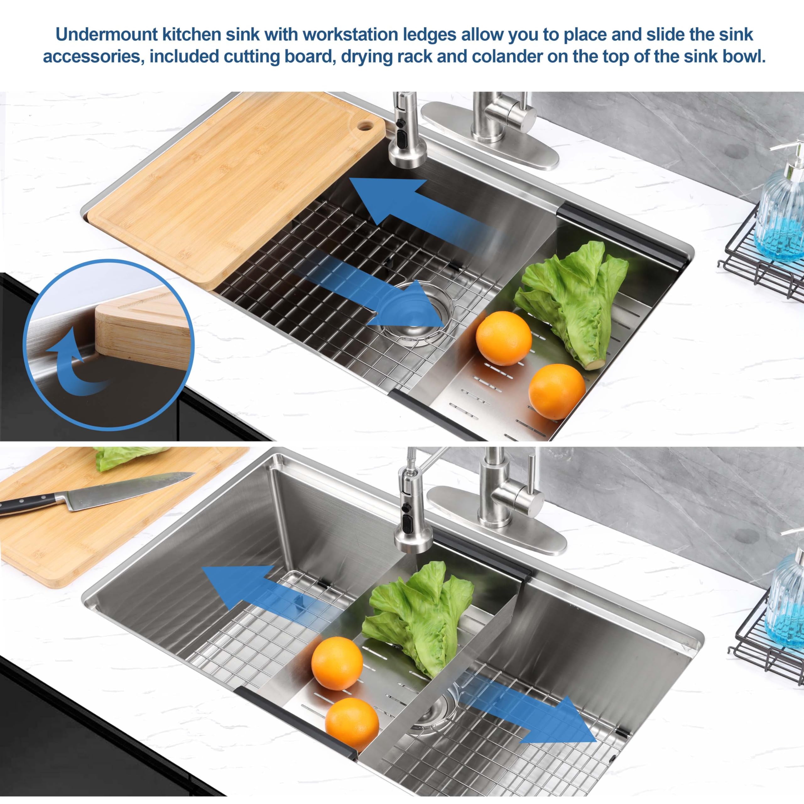 Snapklik.com : Homikit Undermount Kitchen Sink, 33 X 19 Inch Large 16 Gauge Stainless Steel ...
