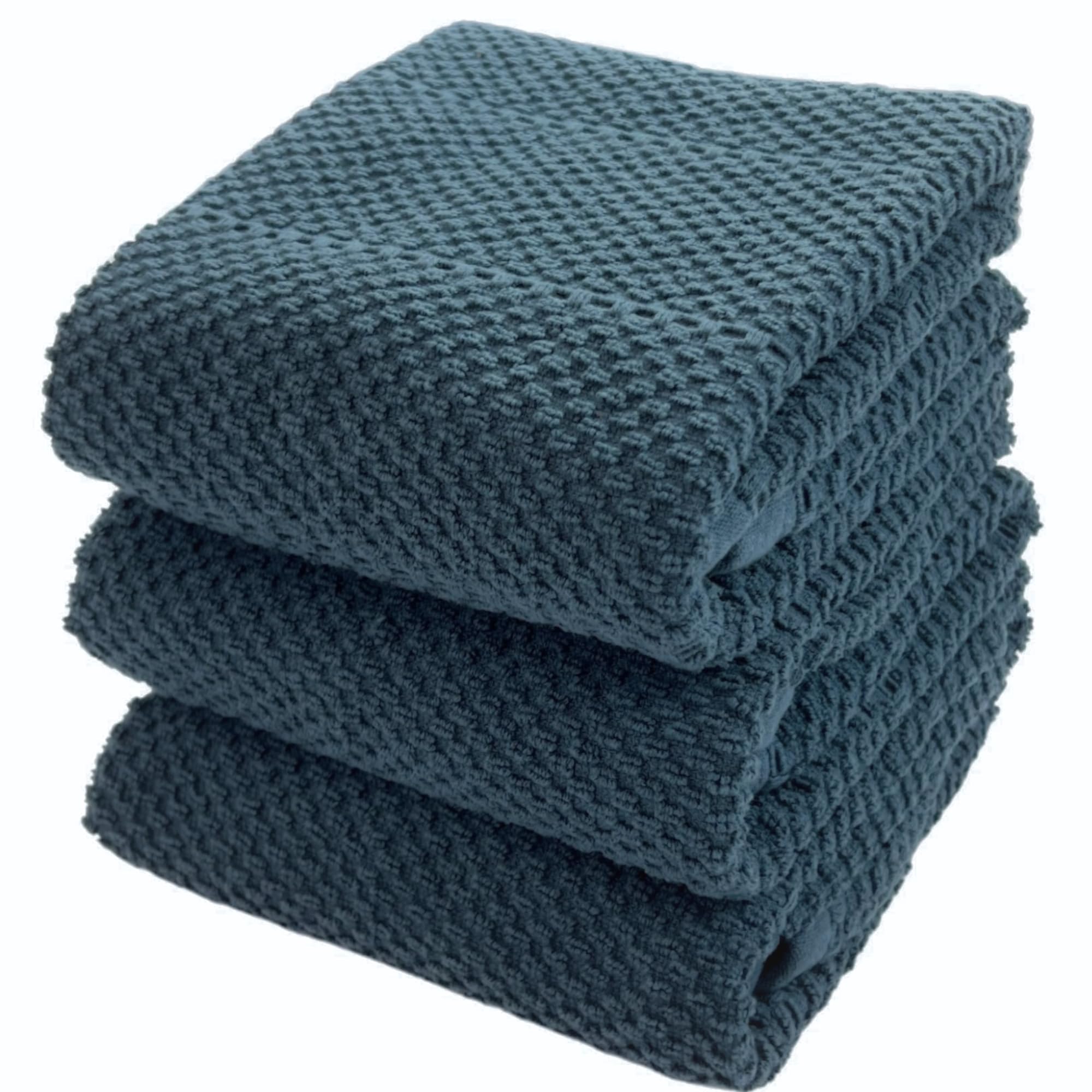 Amazon.com: Teal Dark Blue Kitchen Dish Hand Towels 100% Cotton Cloth ...