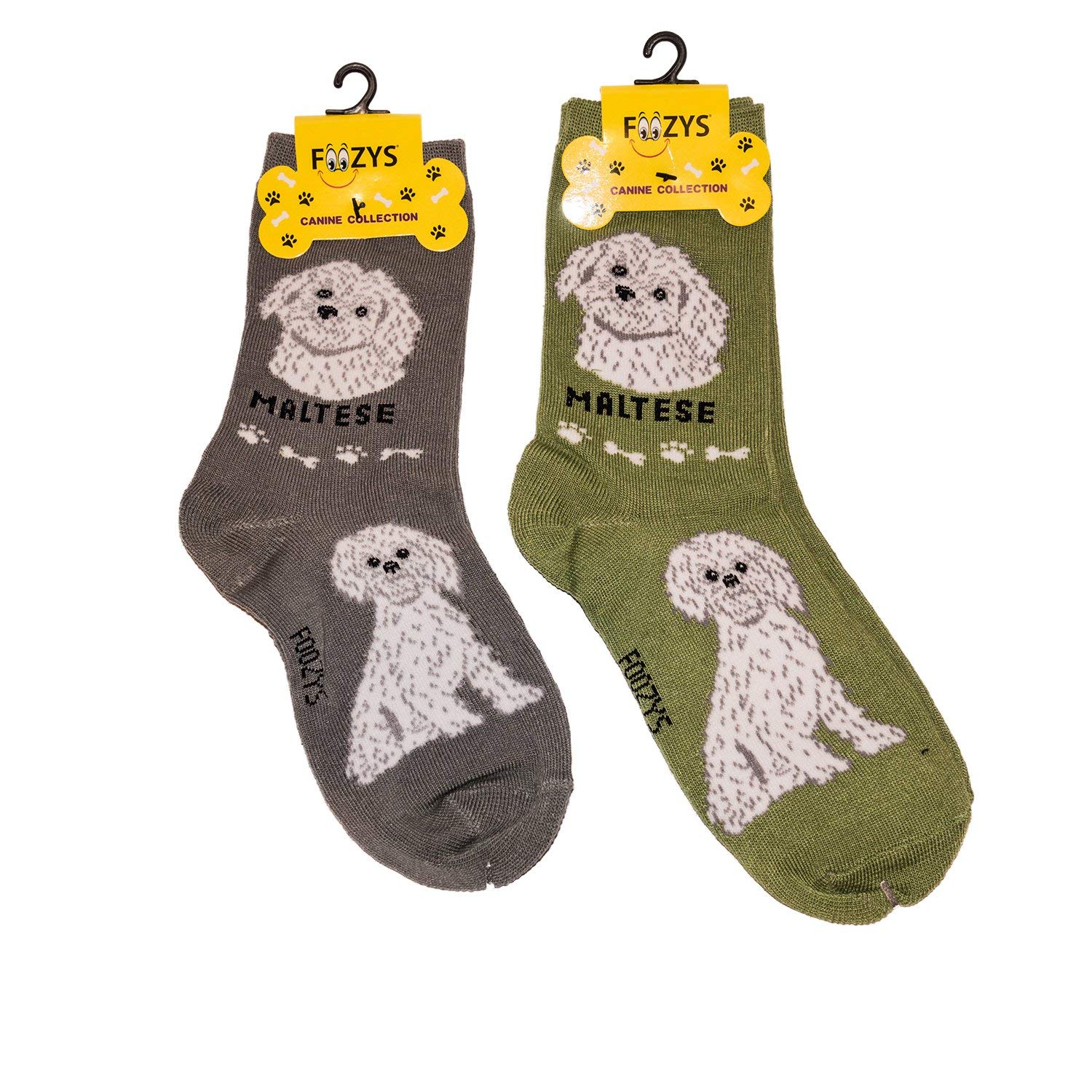 Amazon.com: Foozys Unisex Crew Socks Canine Collection Maltese,Fits ...