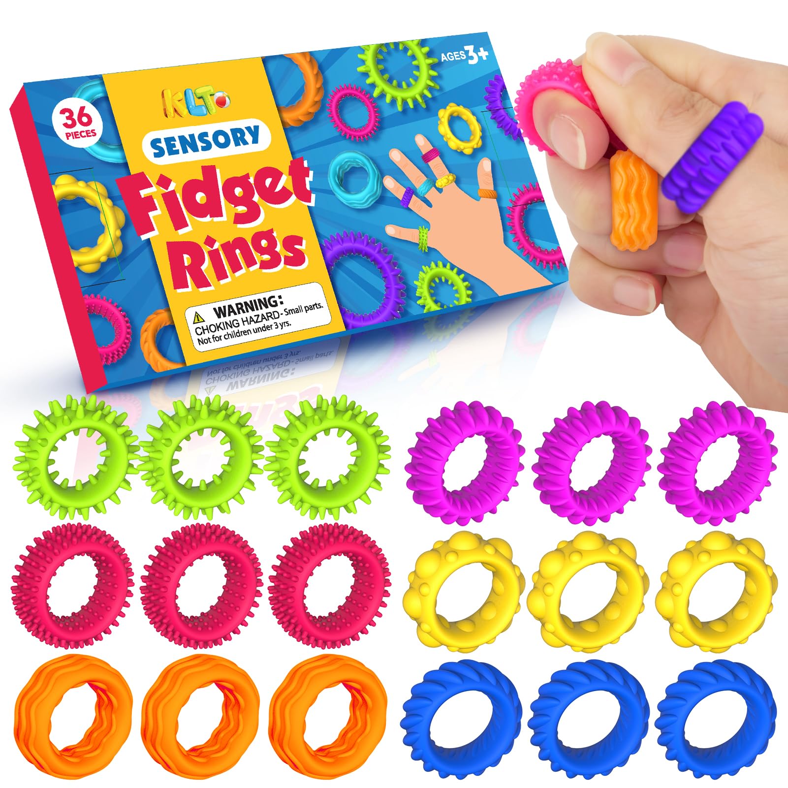 Amazon.com: Sensory Toys Fidget Rings for Kids 36Pack: Anxiety Rings ...