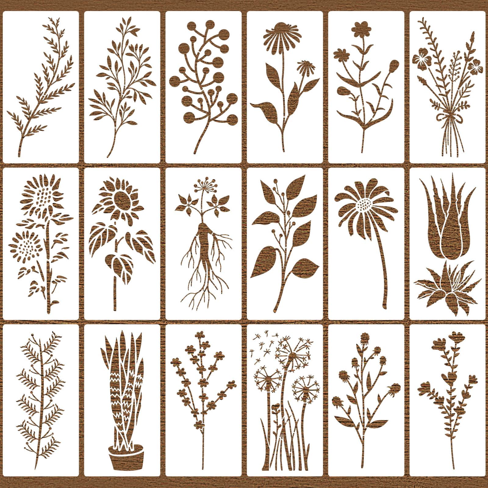 Amazon.com : XQIGI 28 Pieces Stencils for Painting Leaves Plants ...