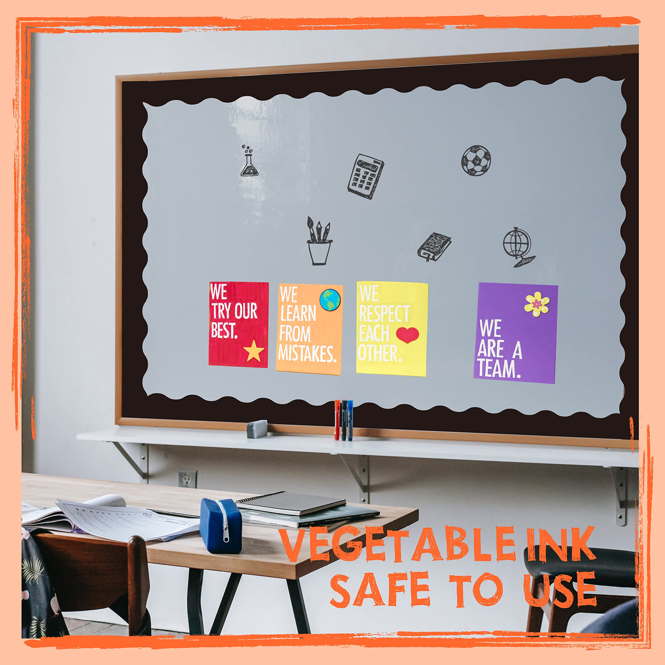 Snapklik.com : 60 Feet Bulletin Board Borders, Pure Black Scalloped ...