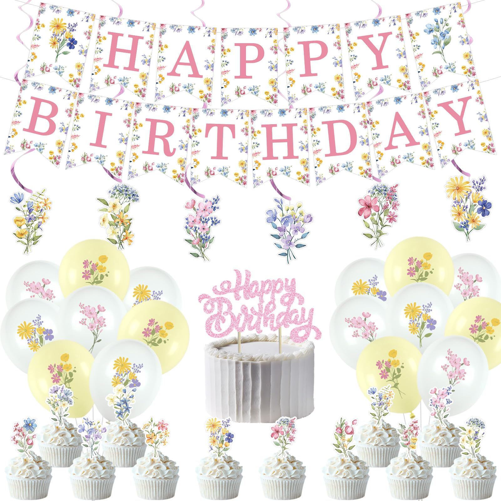 Snapklik.com : Wildflower Birthday Decorations, Flower Birthday Banner ...