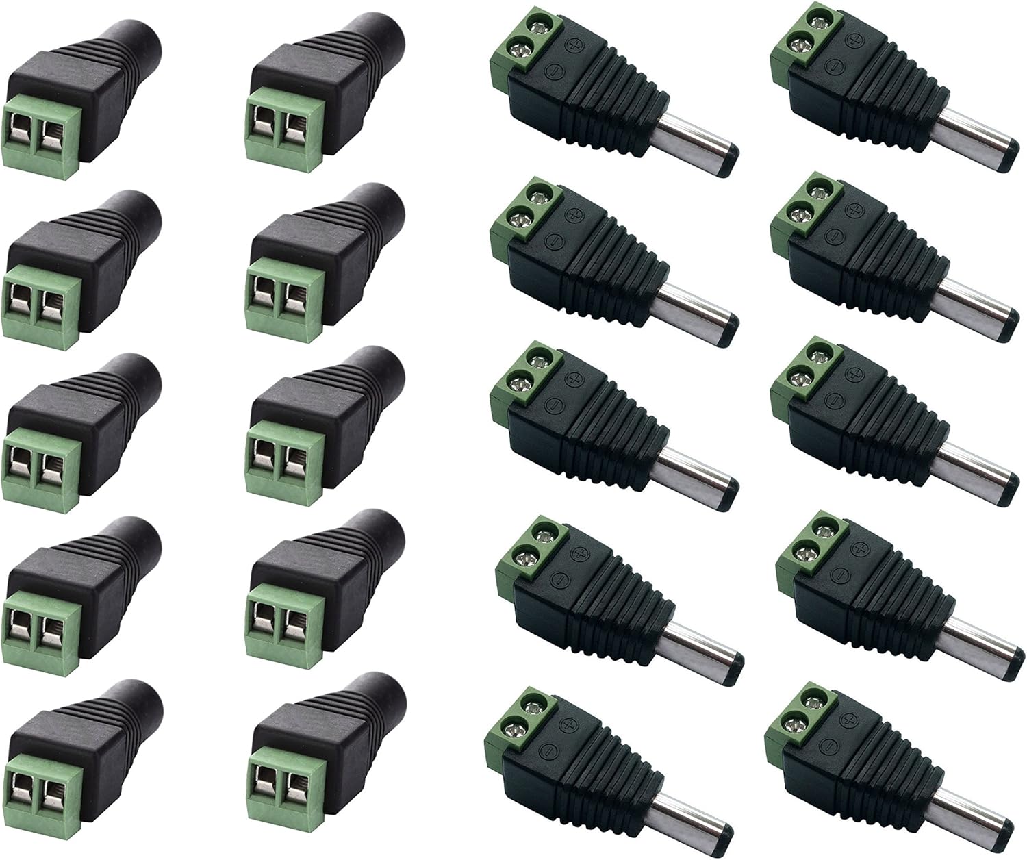 10 Male and 10 Female 12v DC Power Jack Adapter Connector for Led Strip ...