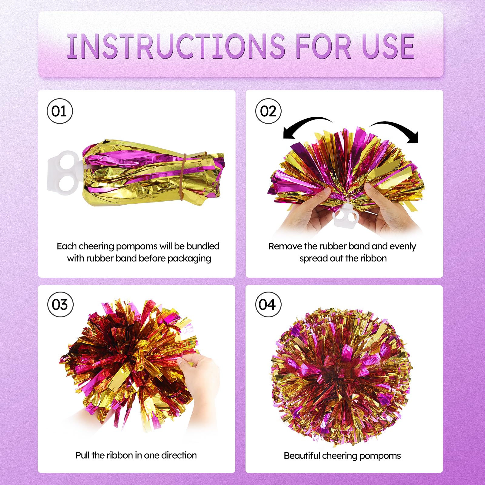 Snapklik.com : 12 Packs Metallic Cheerleading Cheer Pom Poms ...