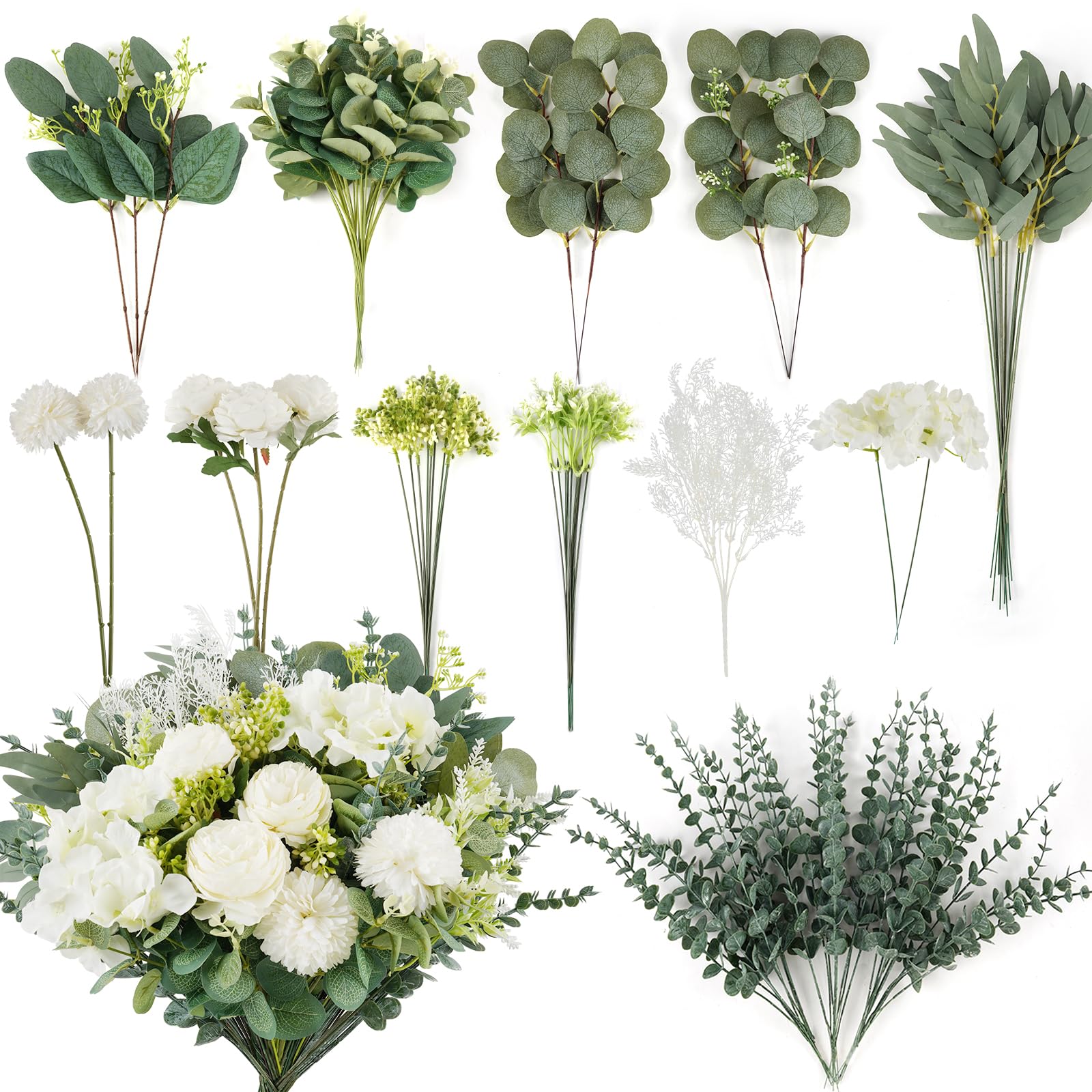 Amazon.com: Eucalyptus Stems Artificial Greenery Artificial Plants ...