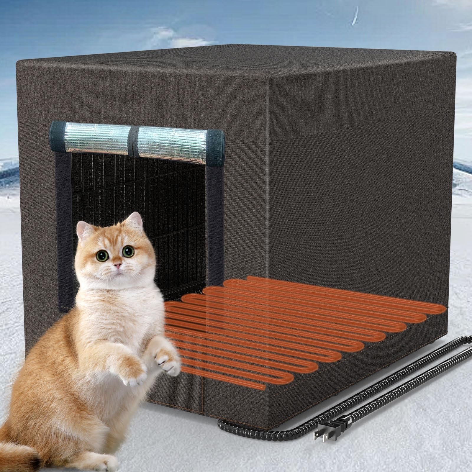 Amazon.com : MODESLAB Heated Cat House for Outside, Insulated ...