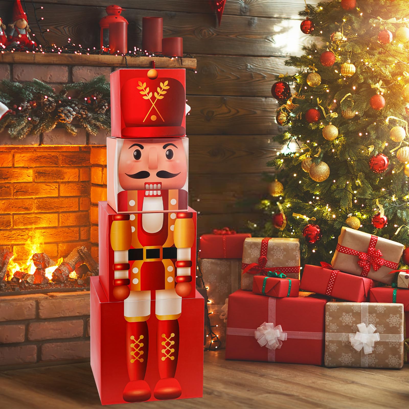 Amazon.com: PEUTIER 4pcs Christmas Nesting Gift Boxes, Large Christmas ...