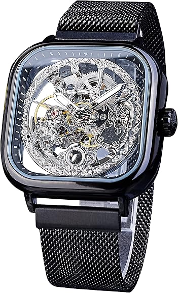 Amazon.com: FORSINING Automatic Square Watches Mechanical Wrist Watch ...