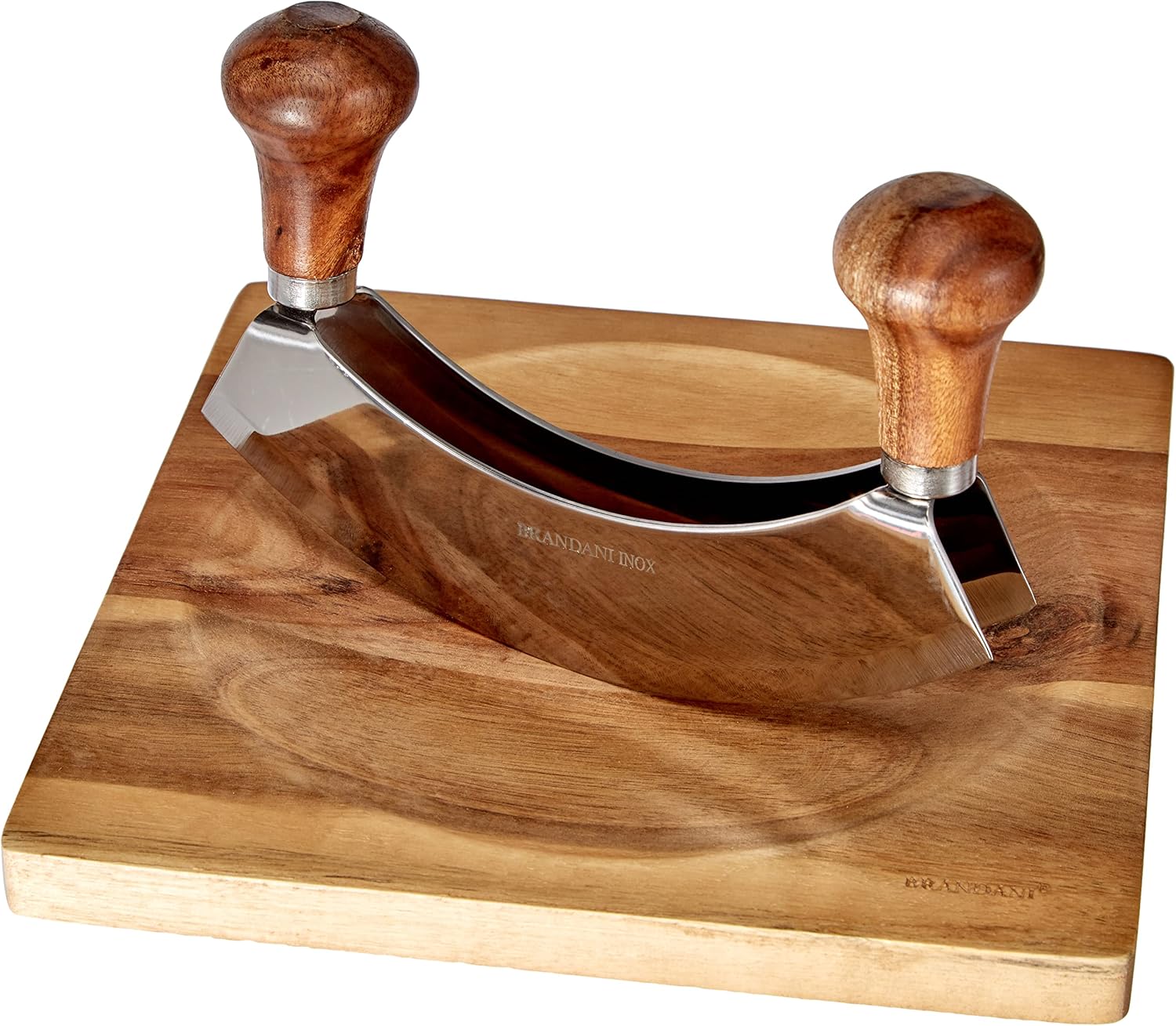 Amazon.com: BRANDANI Acacia Board with Stainless Steel Mezzaluna Knife ...