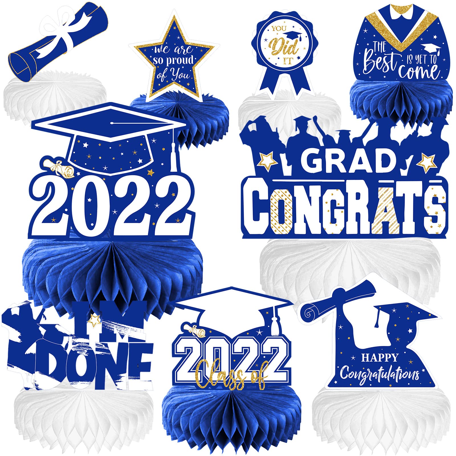 9 Pcs 2022 Graduation Party Decorations Class Of 2022 Honeycomb ...