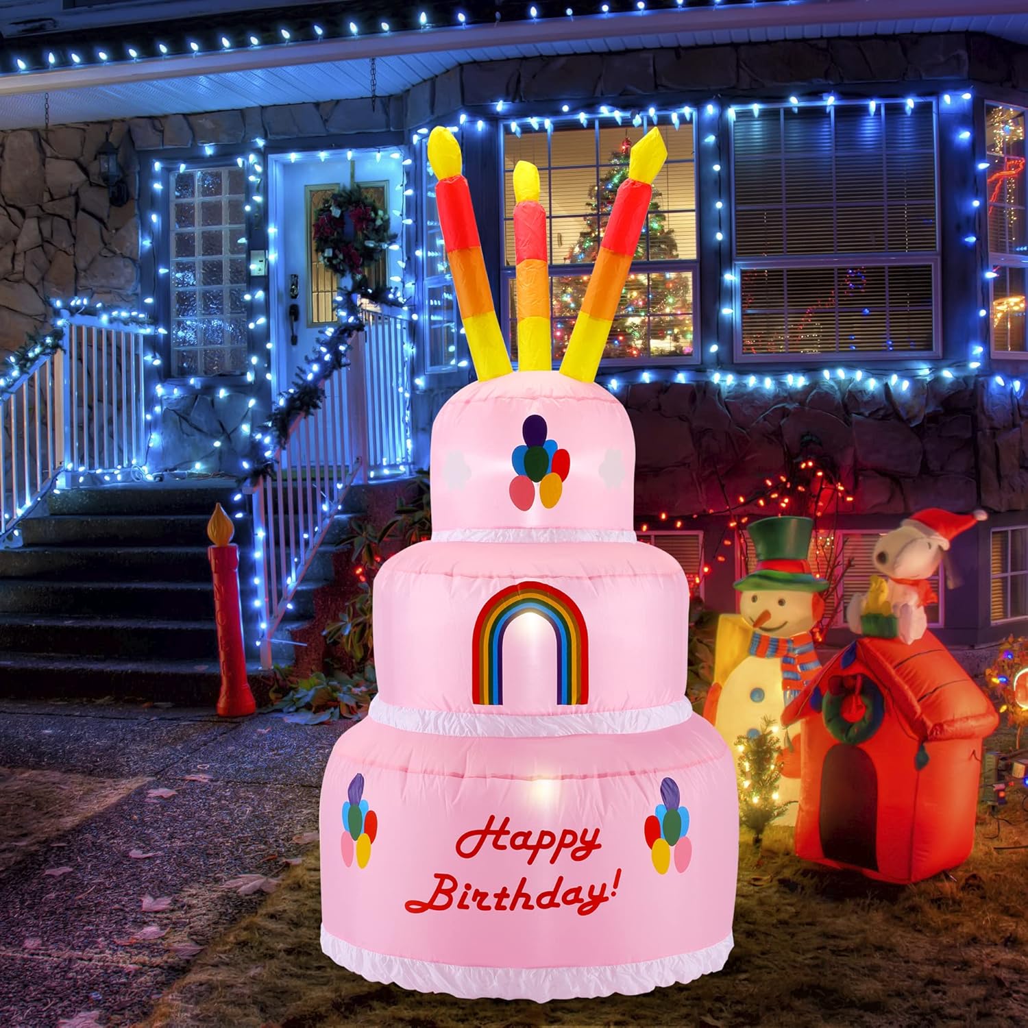 Amazon.com: Birthday Cake Inflatable for Birthday Party with Candles ...