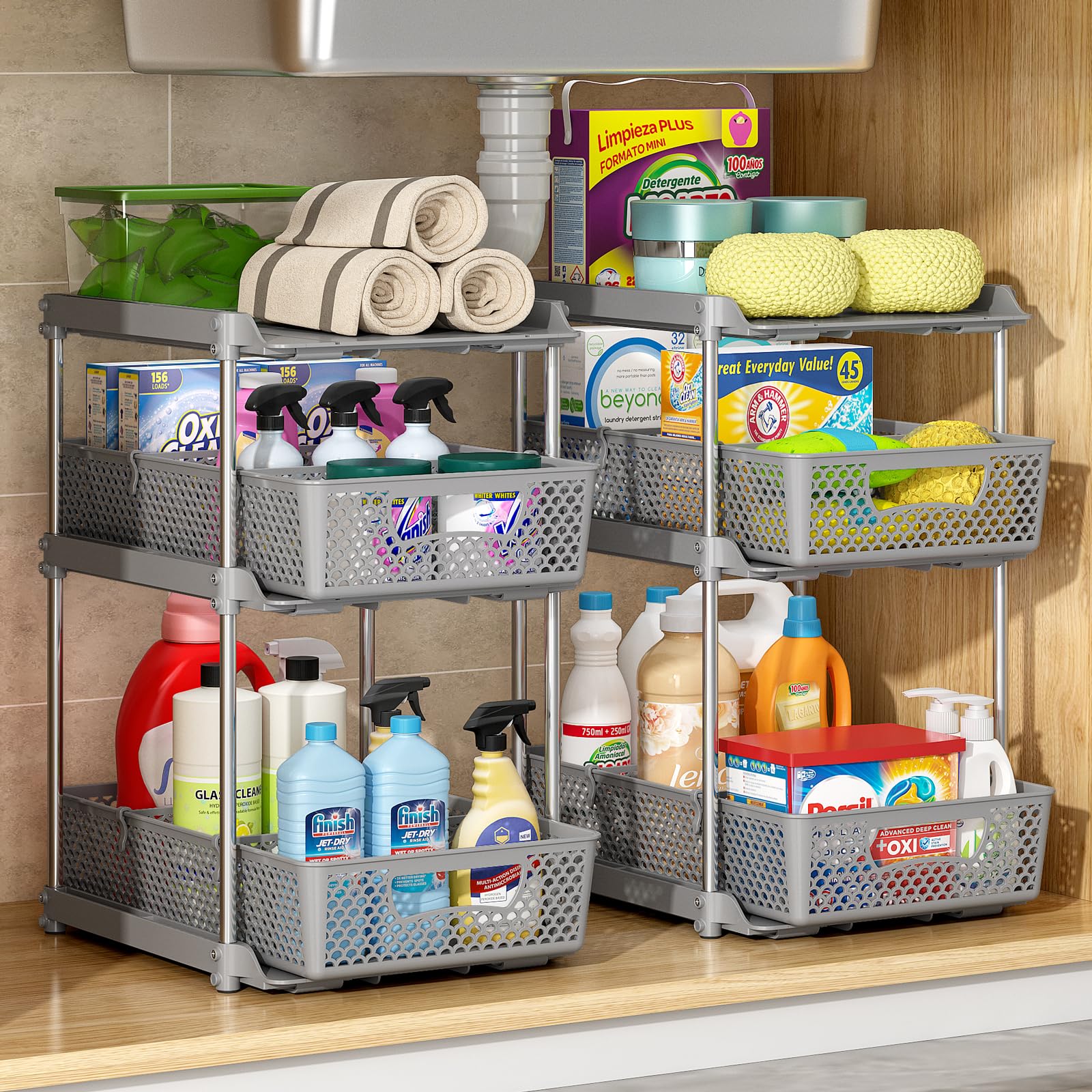 Amazon.com - DABIGE 2Pcs 3 Tier Bathroom Organizers and Storage ...