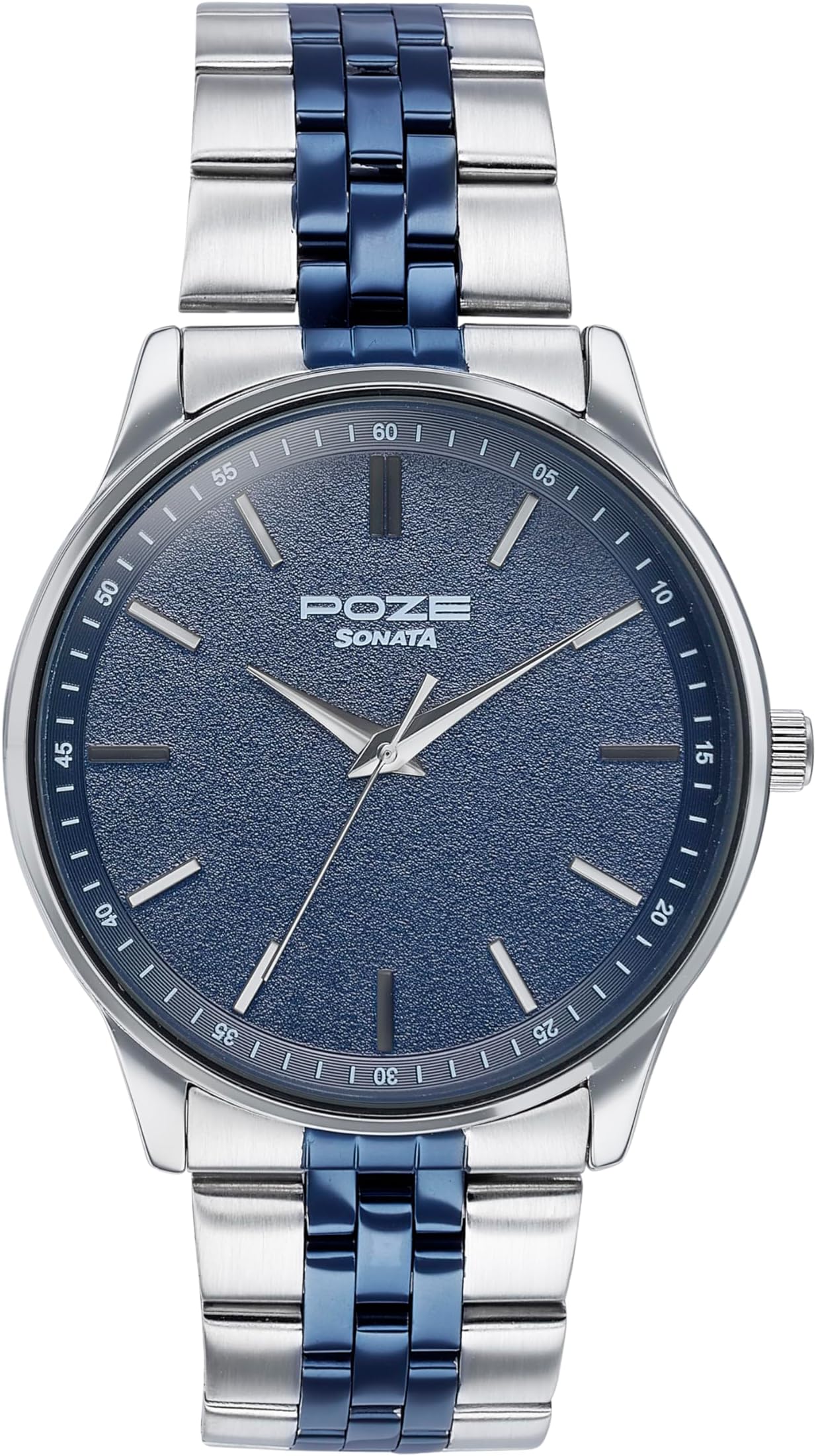 Buy Sonata Poze Quartz Blue Dial Silver Metal Strap Analog Watch for ...