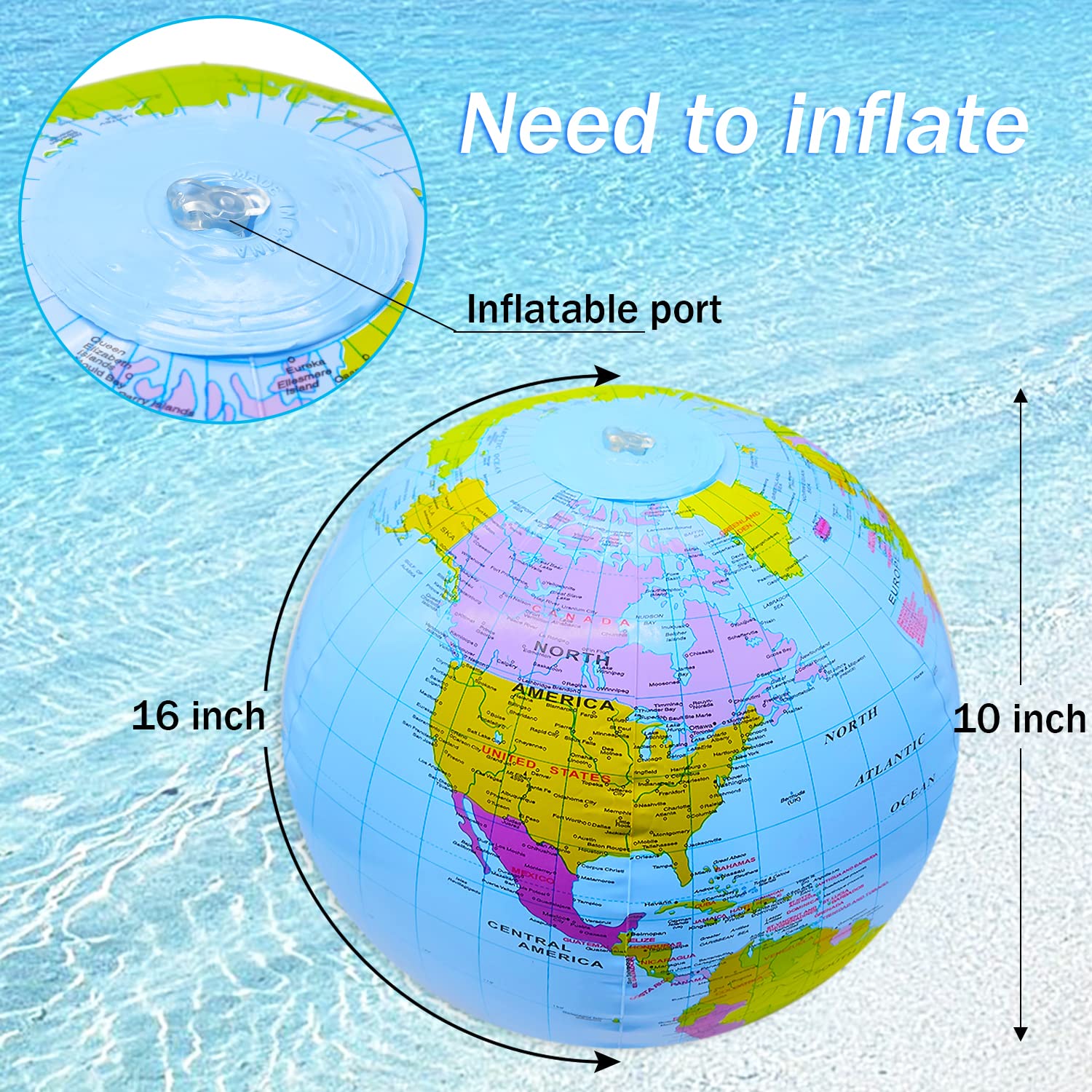 Snapklik.com : 12 Pcs Inflatable Globe Beach Balls,16 Inch Swimming ...