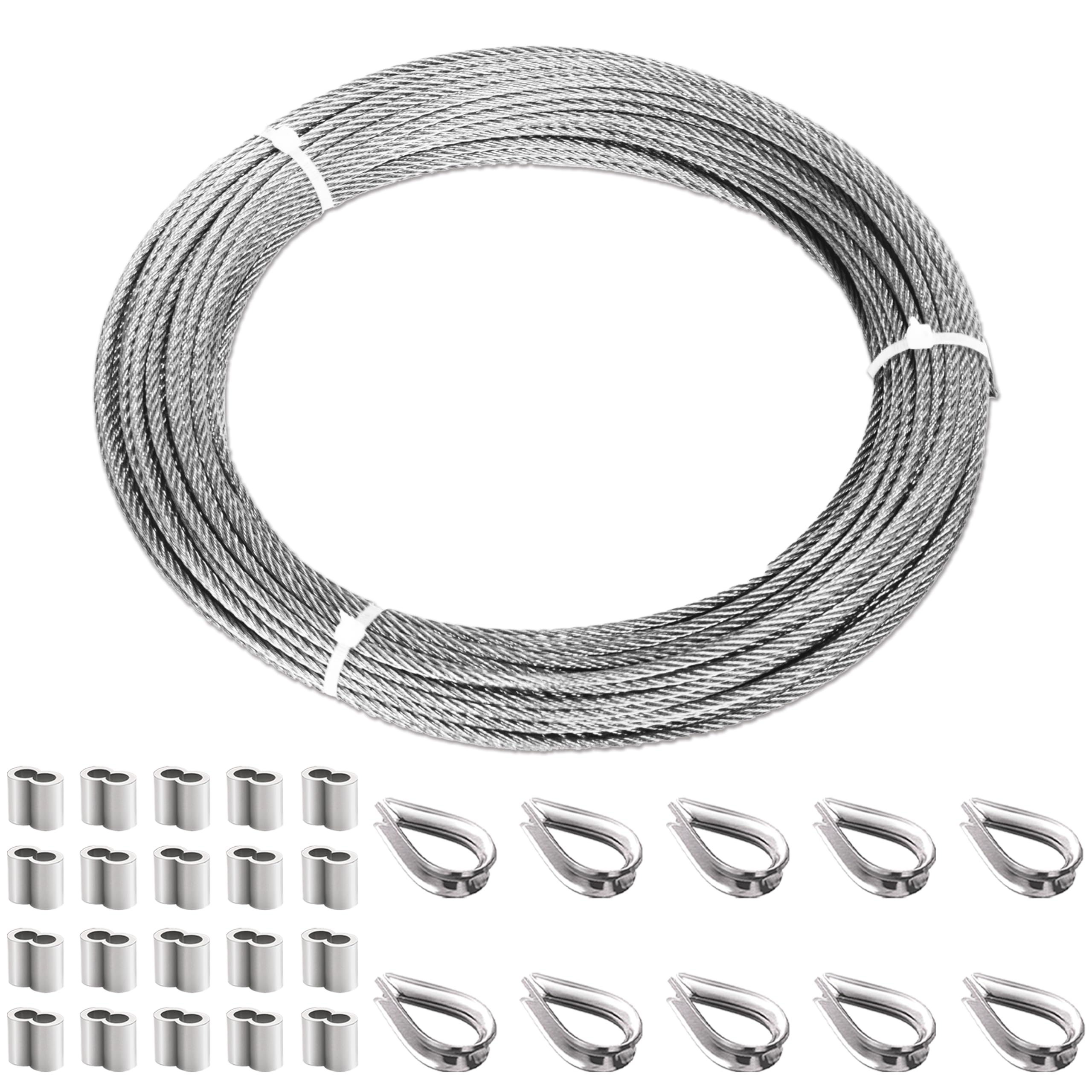 Snapklik.com : Wire Rope Kit 1/8" Stainless Steel Cable, 98.5FT Wire ...