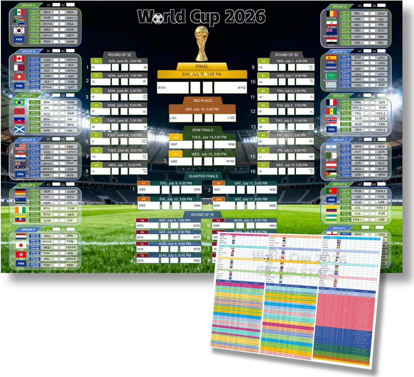 Amazon.com: 22.3'' * 33.11'' World Cup Tournament Record Canvas Poster ...