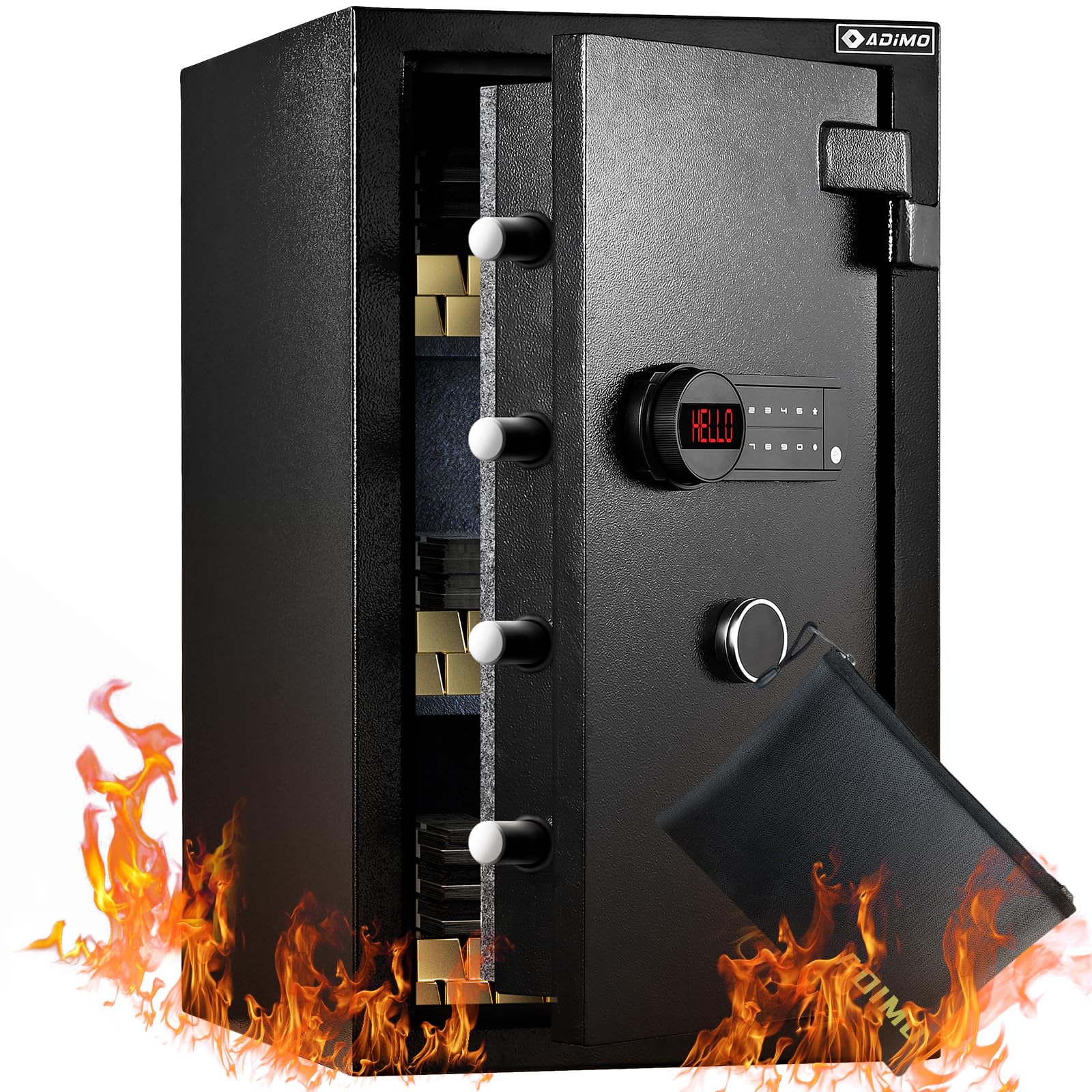 ADIMO Heavy Duty Large Safe Box, Fireproof Safe for Home 3.47Cub, Home ...