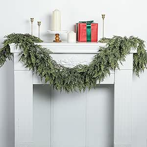 Amazon.com: 2 Pcs Christmas Norfolk Pine Garlands, 6 Ft Double Color Real Touch Artificial Cedar ...