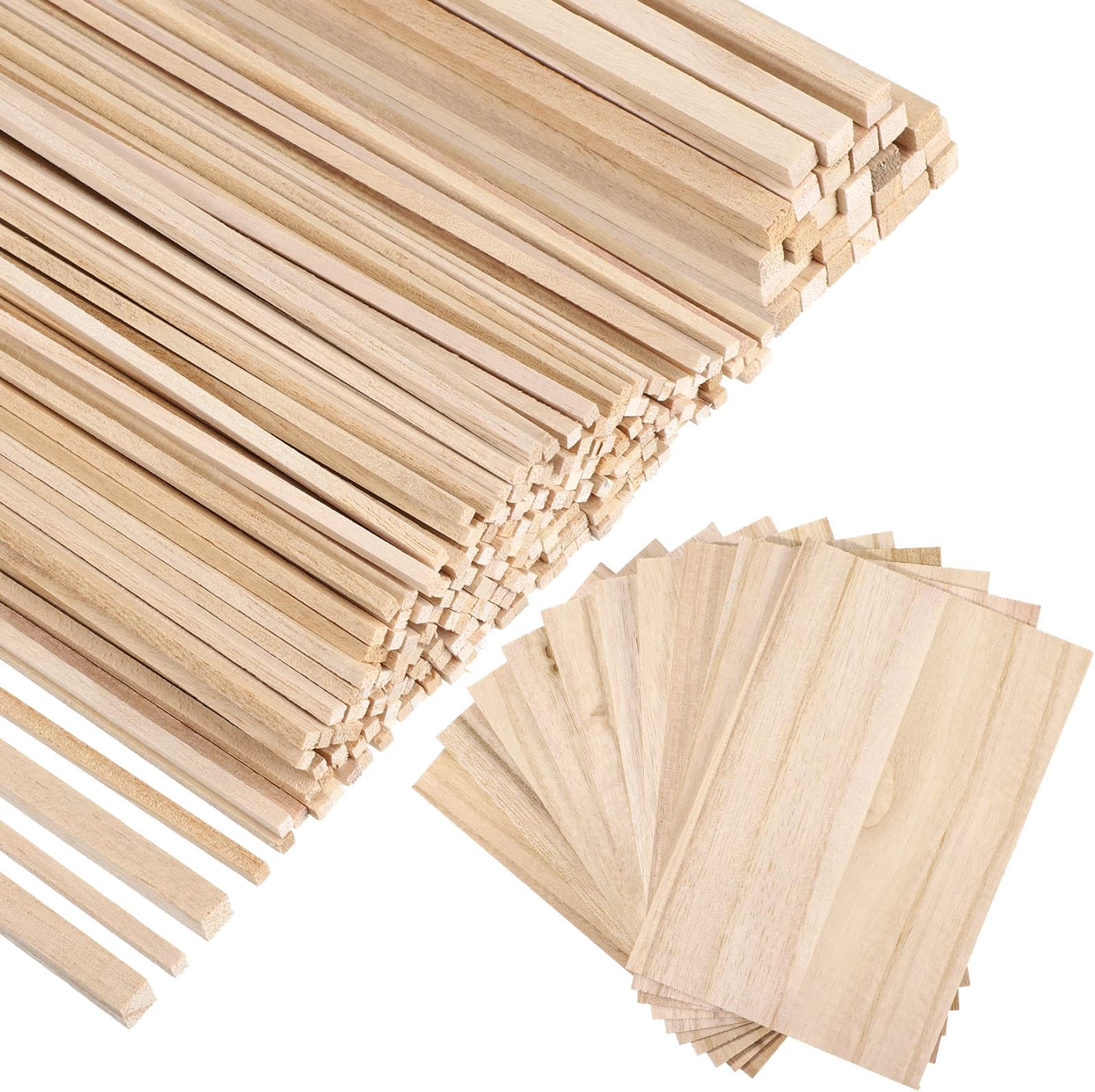 Amazon.com: 150 Pieces Balsa Wood Sticks Hardwood Square Wooden Craft ...