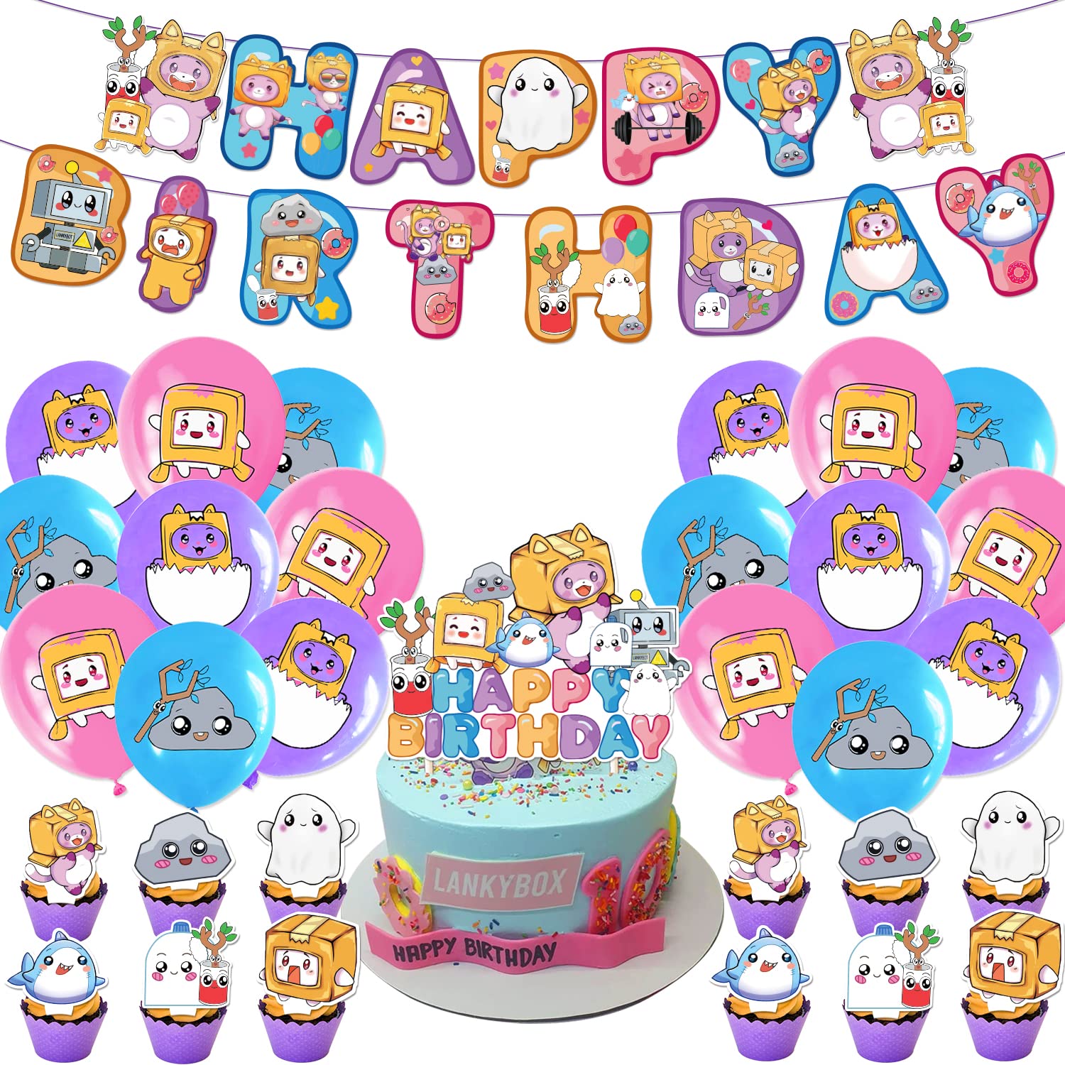 Lankybox Birthday Party Decoration, Lanky Box Party Supplies Include ...