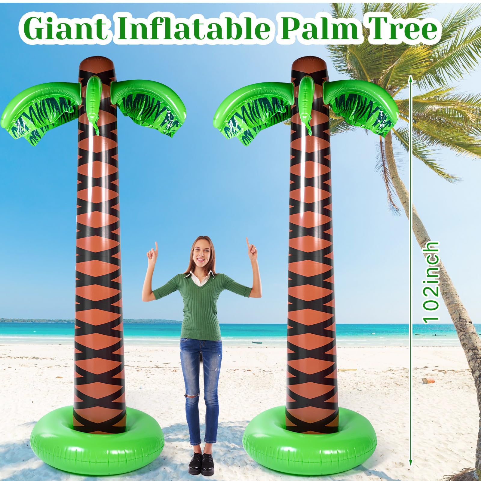 Snapklik.com : 2 Pack 102 Inch Giant Inflatable Palm Tree Blow Up Palm ...