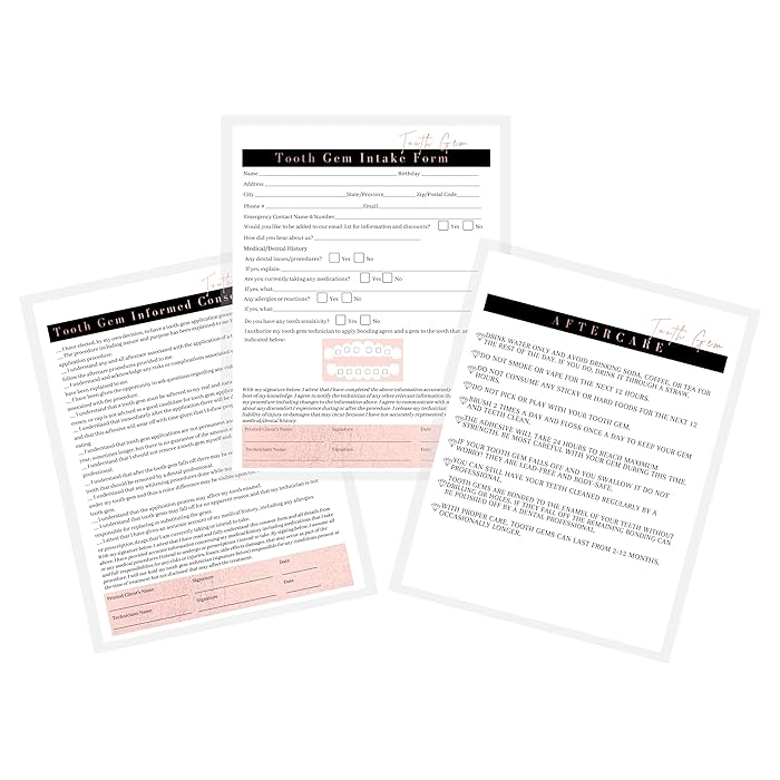 Buy Tooth Gem Consent Form, Intake Form, Aftercare Form | 75 Pack | 8 ...