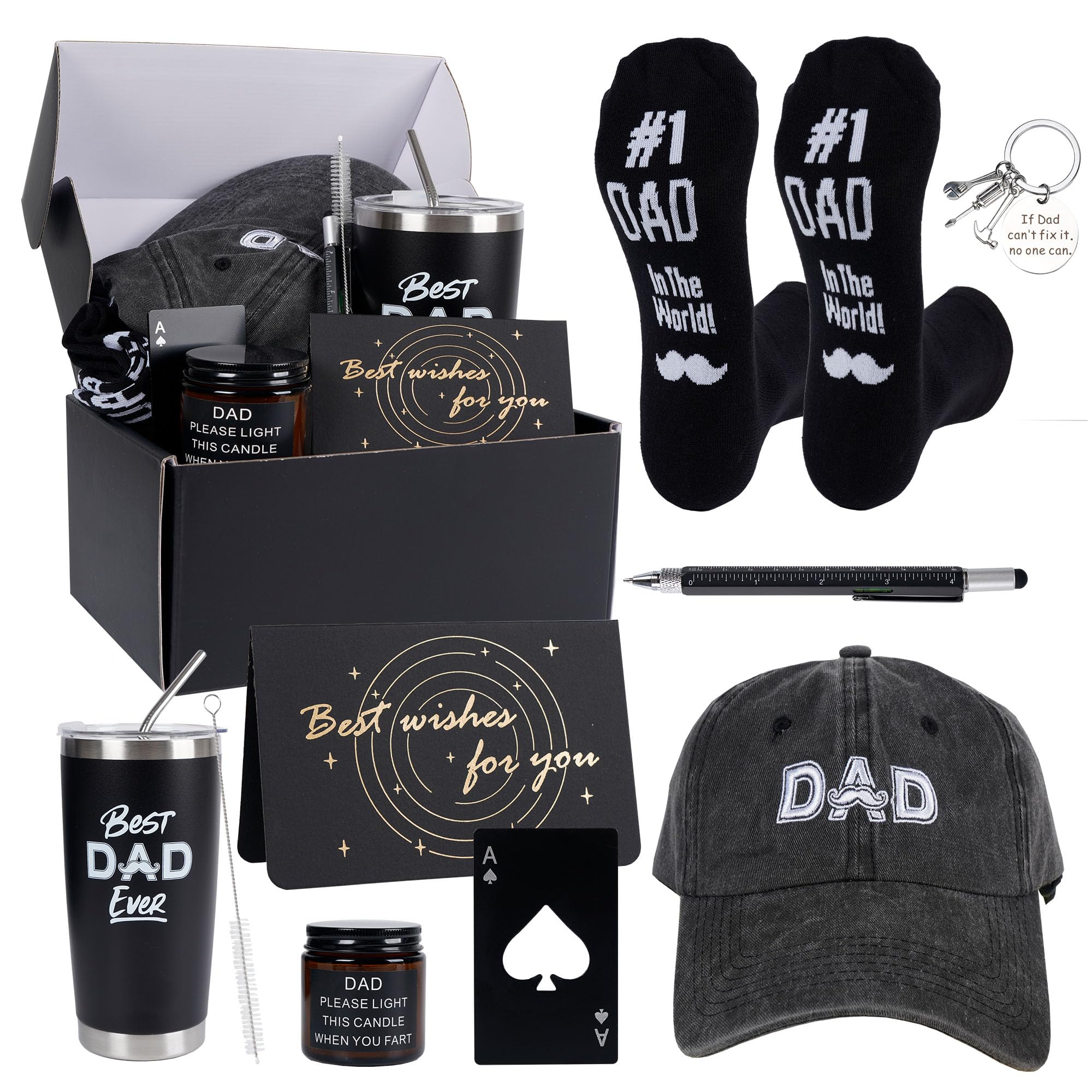 Amazon.com | Kolewo4ever 9 Pieces Dad Gift Set Best Dad Gifts Christmas ...