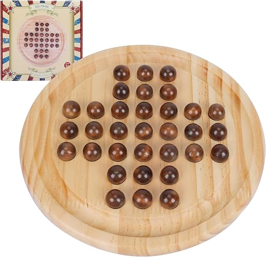 Amazon.com: Gothink Solid Wood Solitaire Game, Classic Handcrafted 9 ...