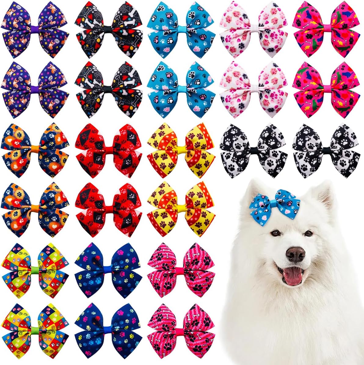 Amazon.com : YOY 24 pcs/12 Pairs Adorable Grosgrain Ribbon Pet Dog Hair ...
