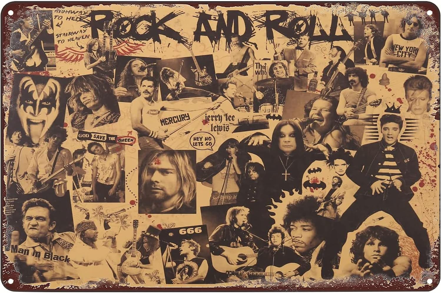 Amazon.com: Vintage Metal Signs Rock and Roll Posters Classic Rock Star ...