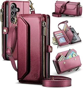 Amazon.com: Strapurs Crossbody Wallet Case Compatible with Samsung Galaxy S24 Plus RFID Blocking ...