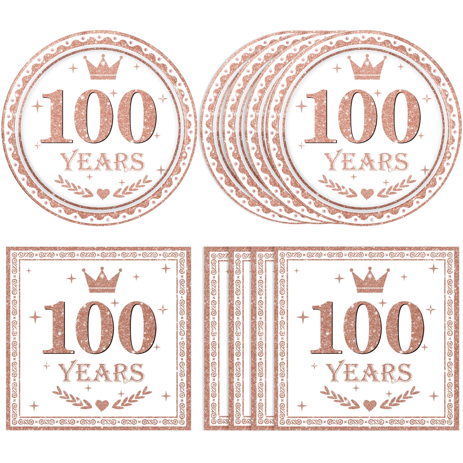 Amazon.com: 40 PCS 100th Birthday Decorations for Women White and Rose ...