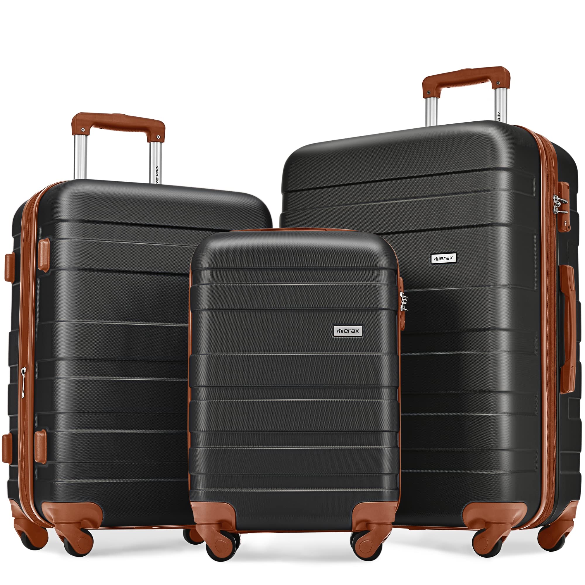 Merax 3 Piece Expandable ABS Hardshell Luggage Sets Spinner Wheel ...