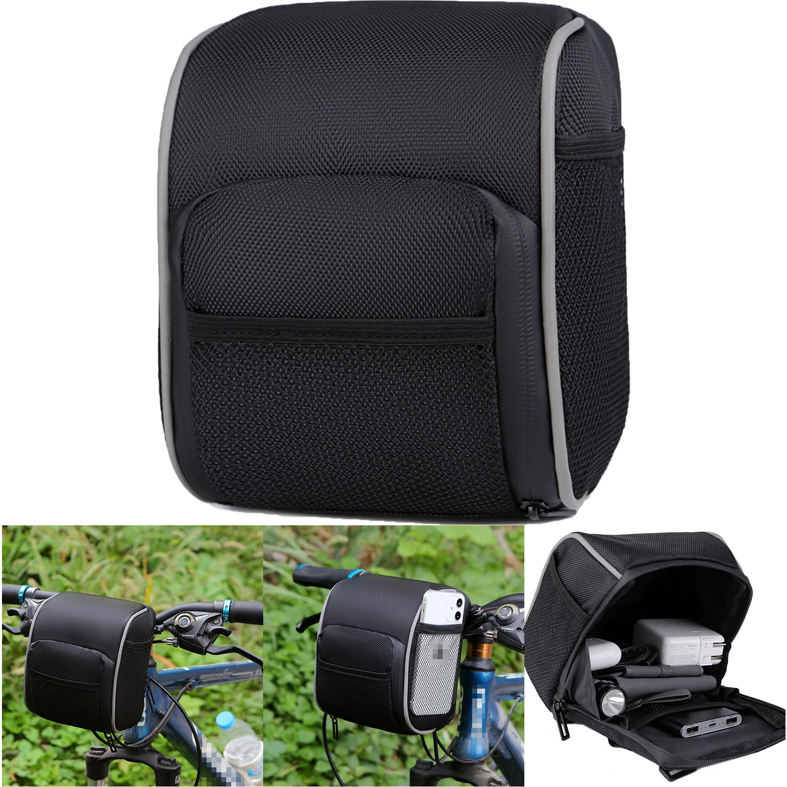 Amazon.com: Boxonly Cycling Handlebar Bag, Waterproof Black Bike Frame ...