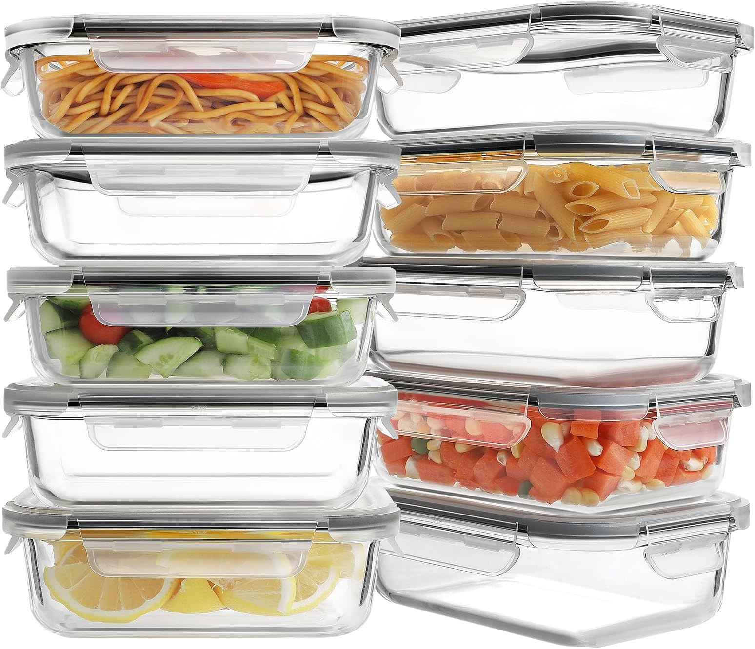 Amazon.com: VERONES 10Pack Glass Meal Prep Containers, Airtight Glass ...