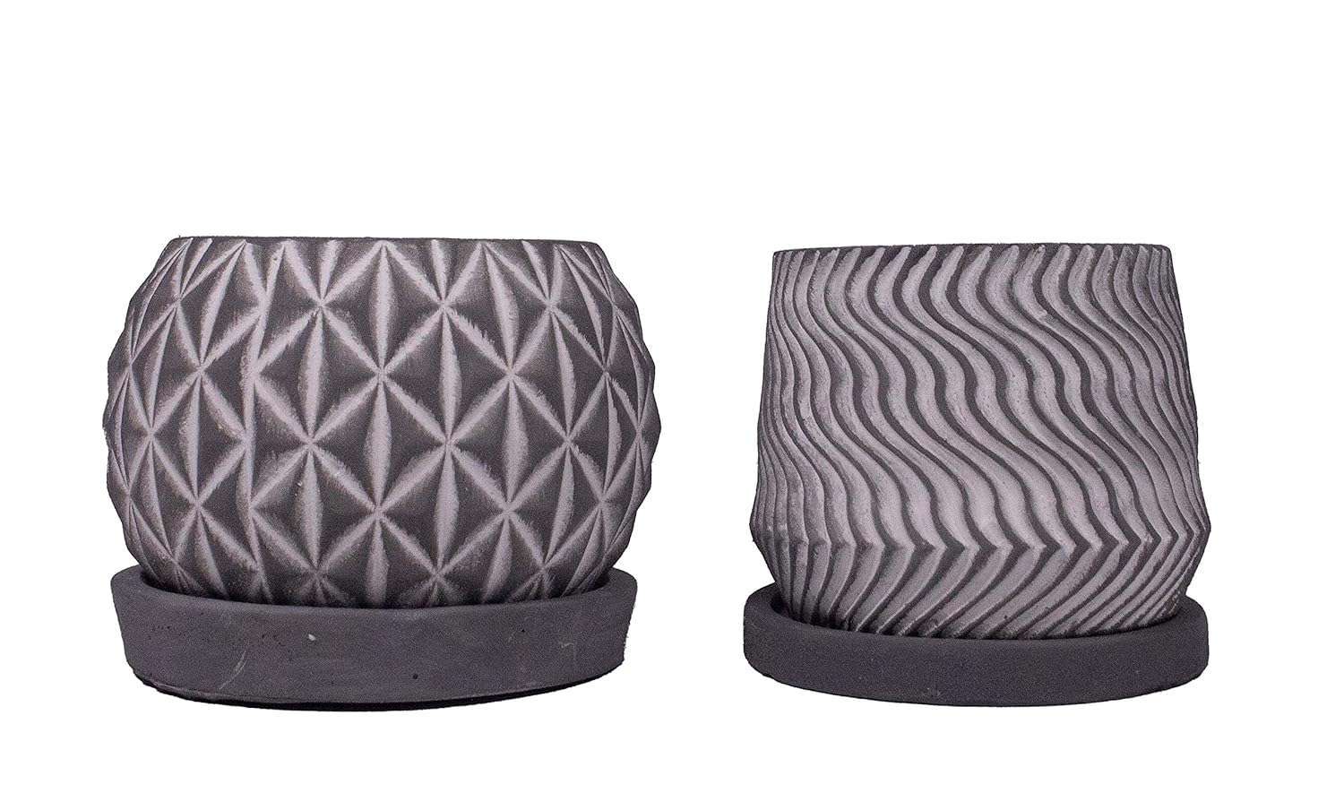Amazon.com : KRALIX Cement Designer Round Planter Pots - Two Grey Wash ...