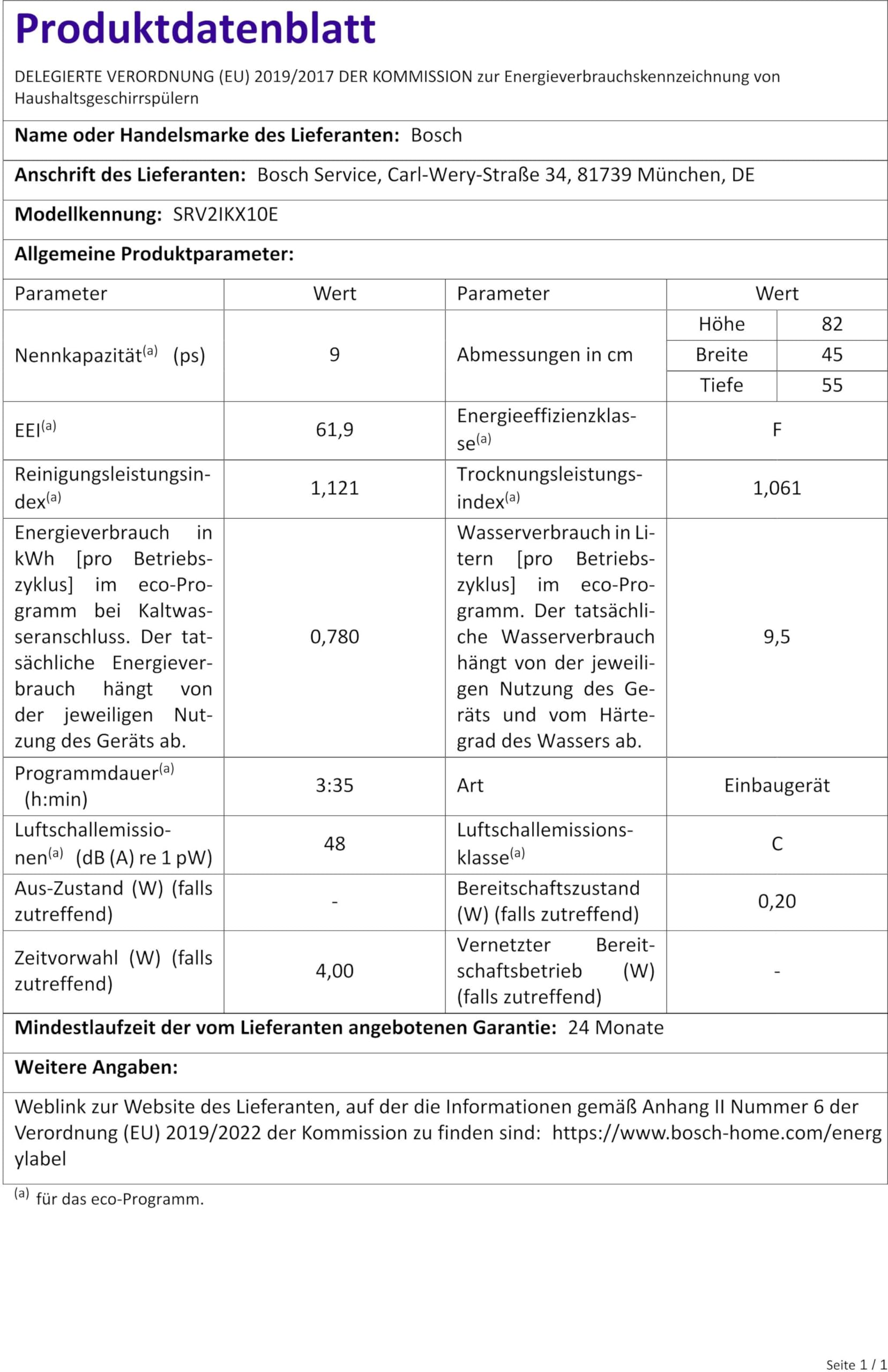 Bosch SPV2IKX10E Series 2 Dishwasher, Fully Integrated : Amazon.de ...