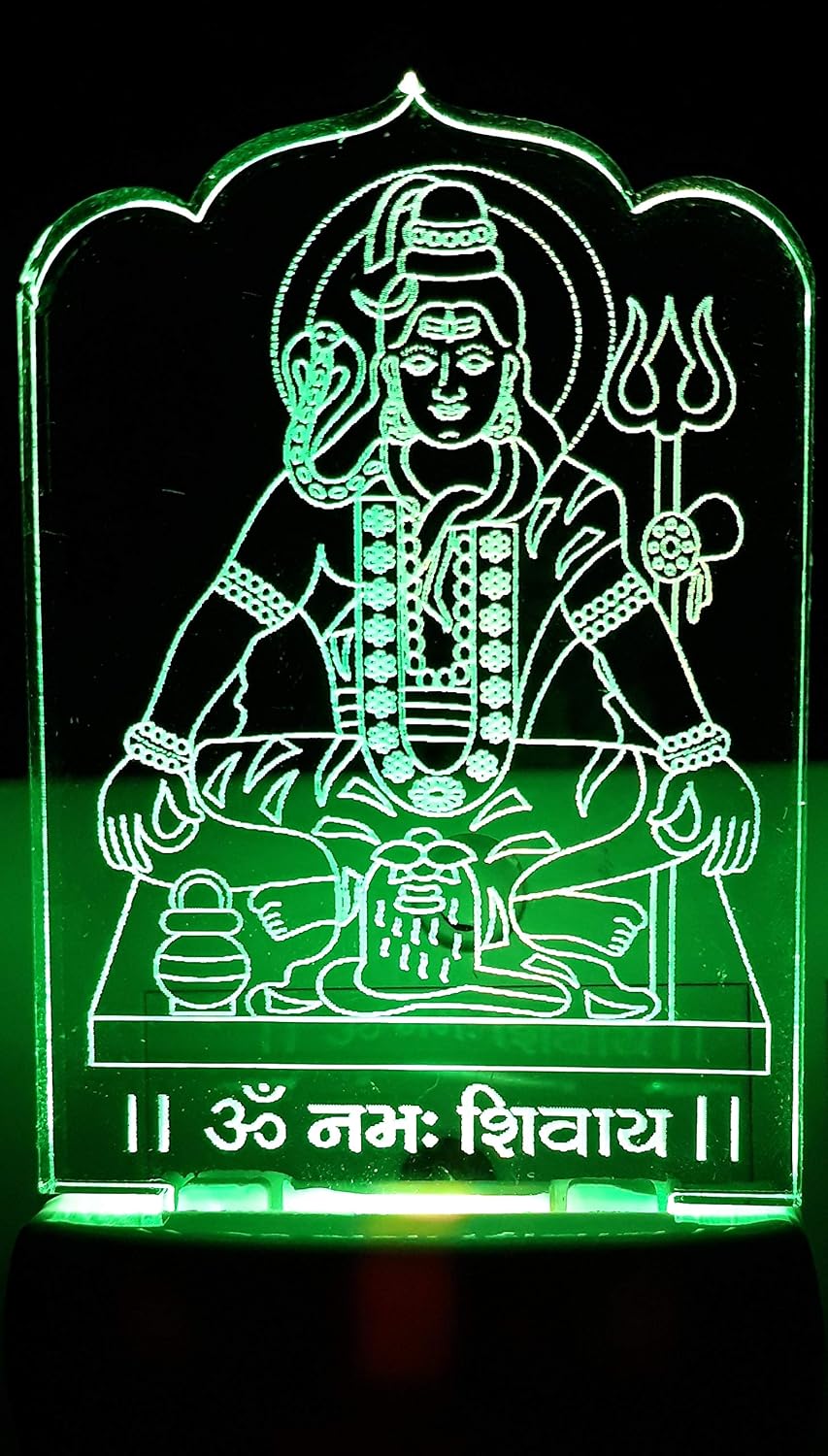Buy Arvind Amrut Art Crystal Lord Shiva 3D LED Night Lamp with Plug for ...