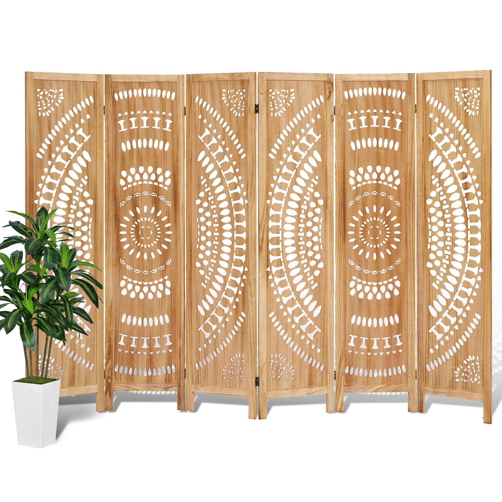 Amazon.com - Asnefeli Wooden Room Divider Wall, 6 Panel Room Divider ...
