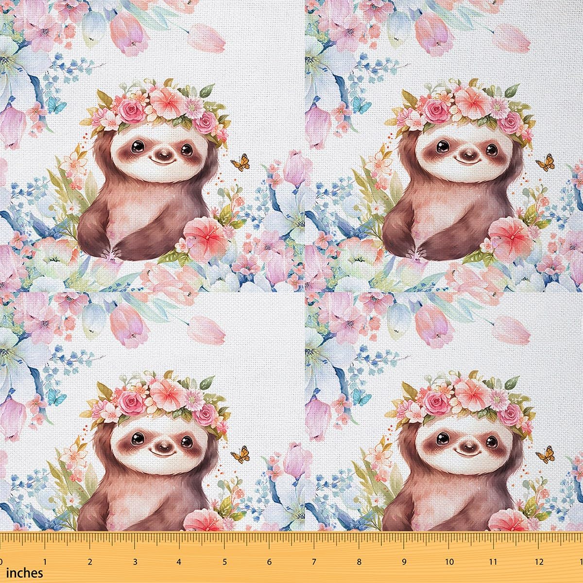 Amazon.com: Feelyou Cute Sloth Fabric by The Yard 1 Yard Cartoon Animal ...