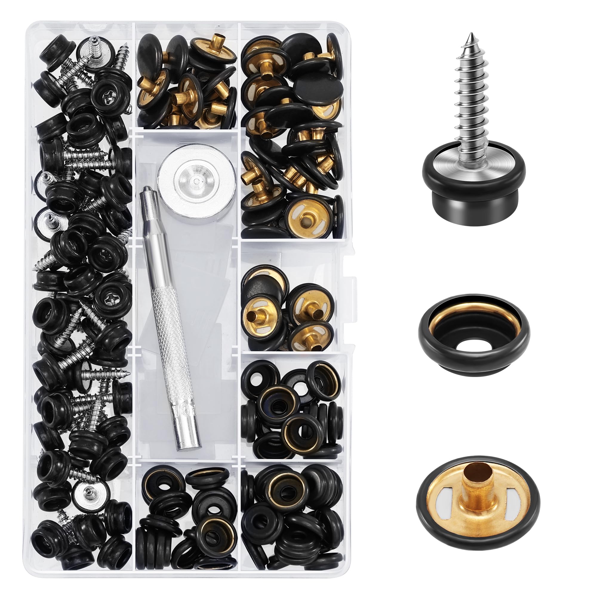 Amazon.com: 150PCS Stainless Steel Marine Grade 3/8" Socket Canvas ...