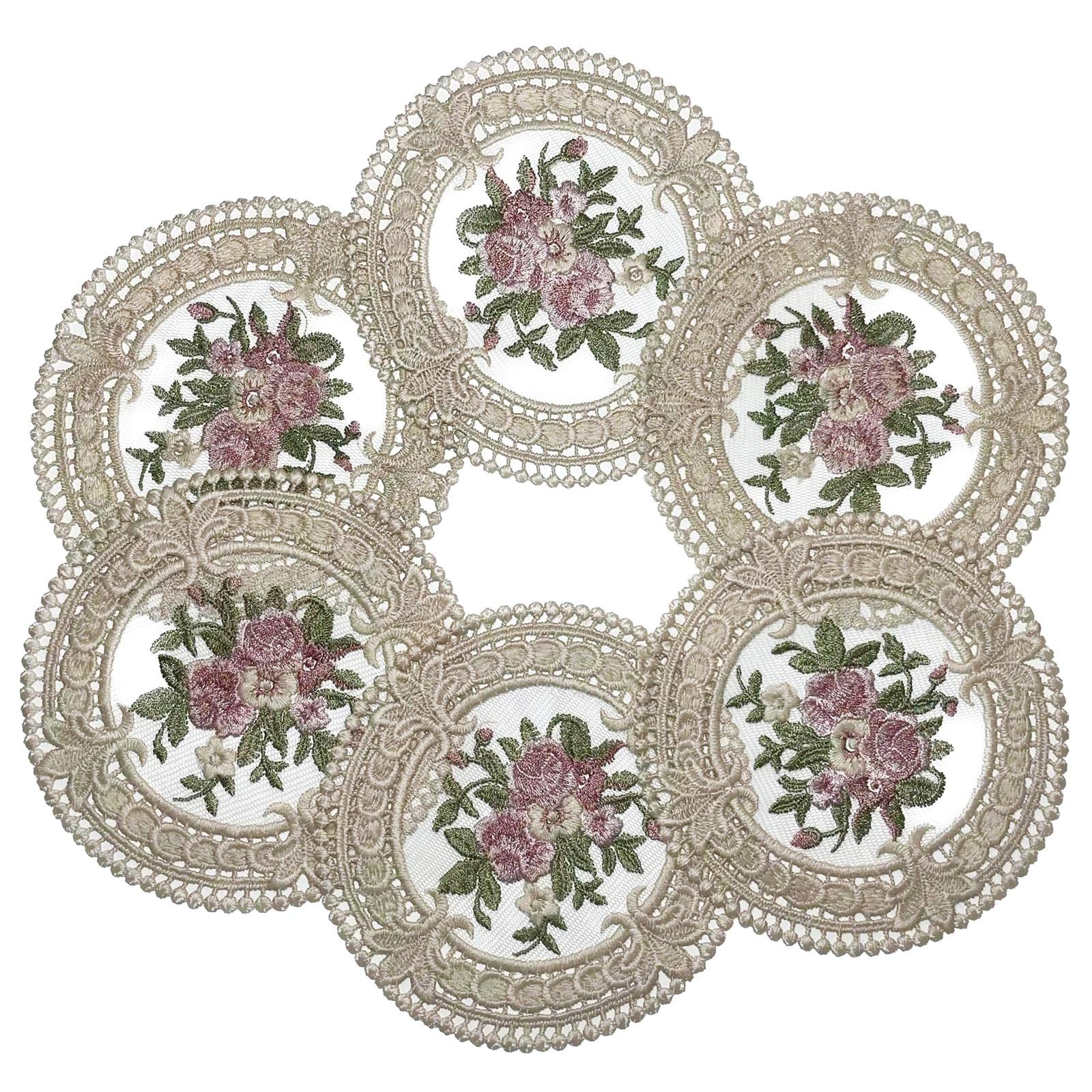 Amazon.com: 4.5" Embroidered Fabric Coasters, 8pcs Cloth Coasters for ...