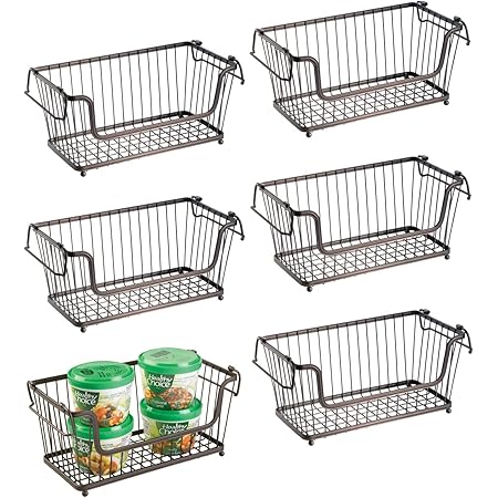 Amazon.com: X-cosrack Stackable Wire Baskets for Pantry Storage and ...